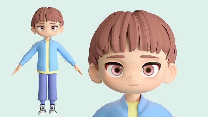 cartoon boy teenager youth student child 3D model | CGTrader