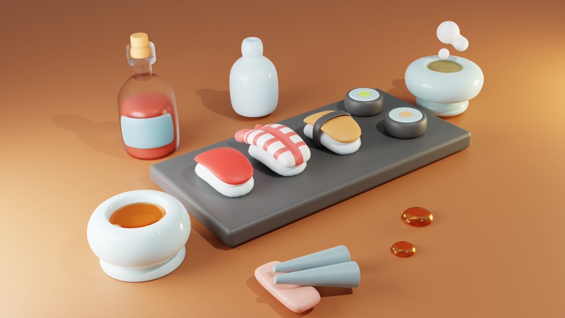 3D model Low Poly Cartoony Sushi Model VR / AR / low-poly | CGTrader