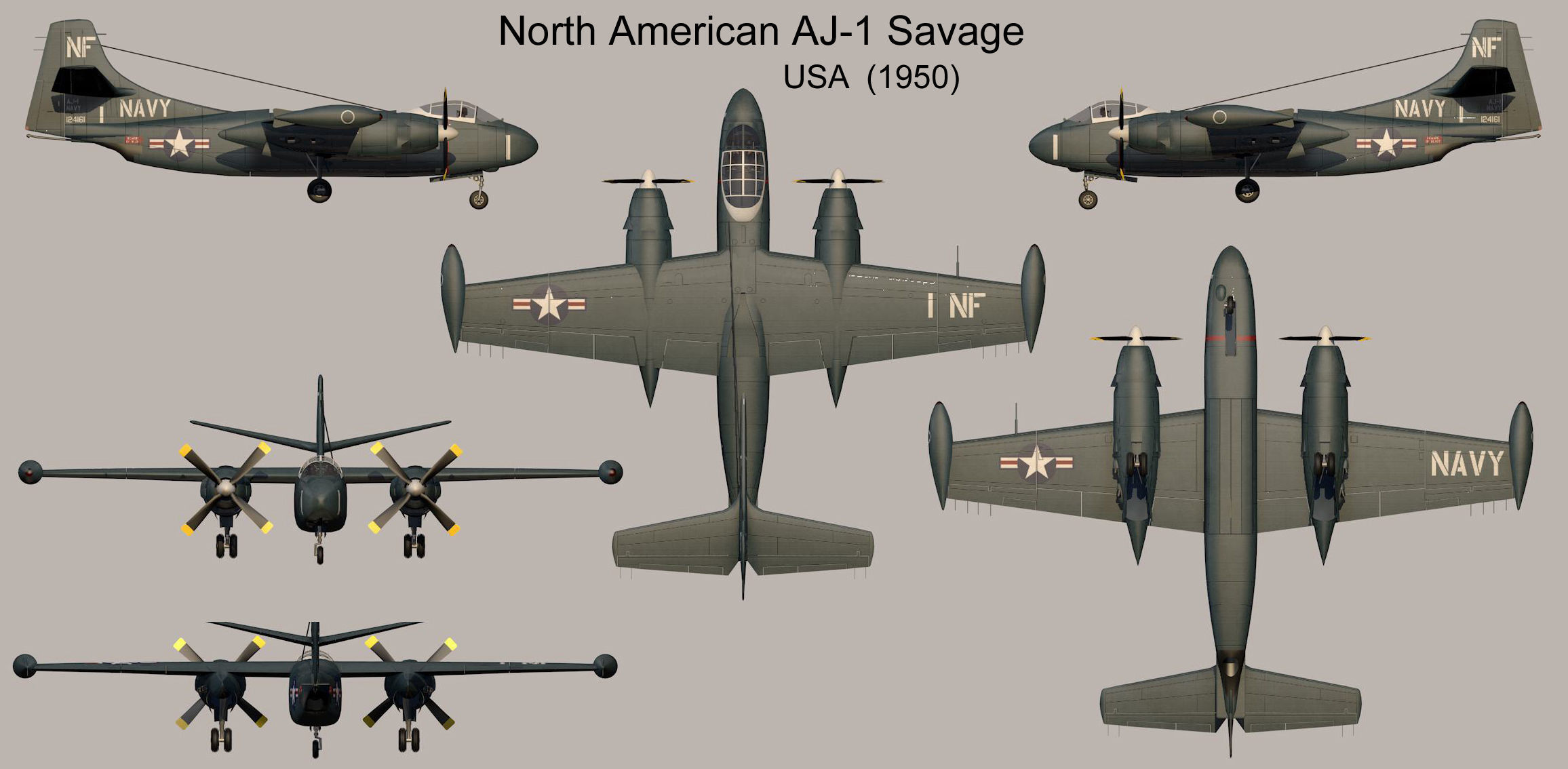 North American AJ-1 Savage 3D model | CGTrader