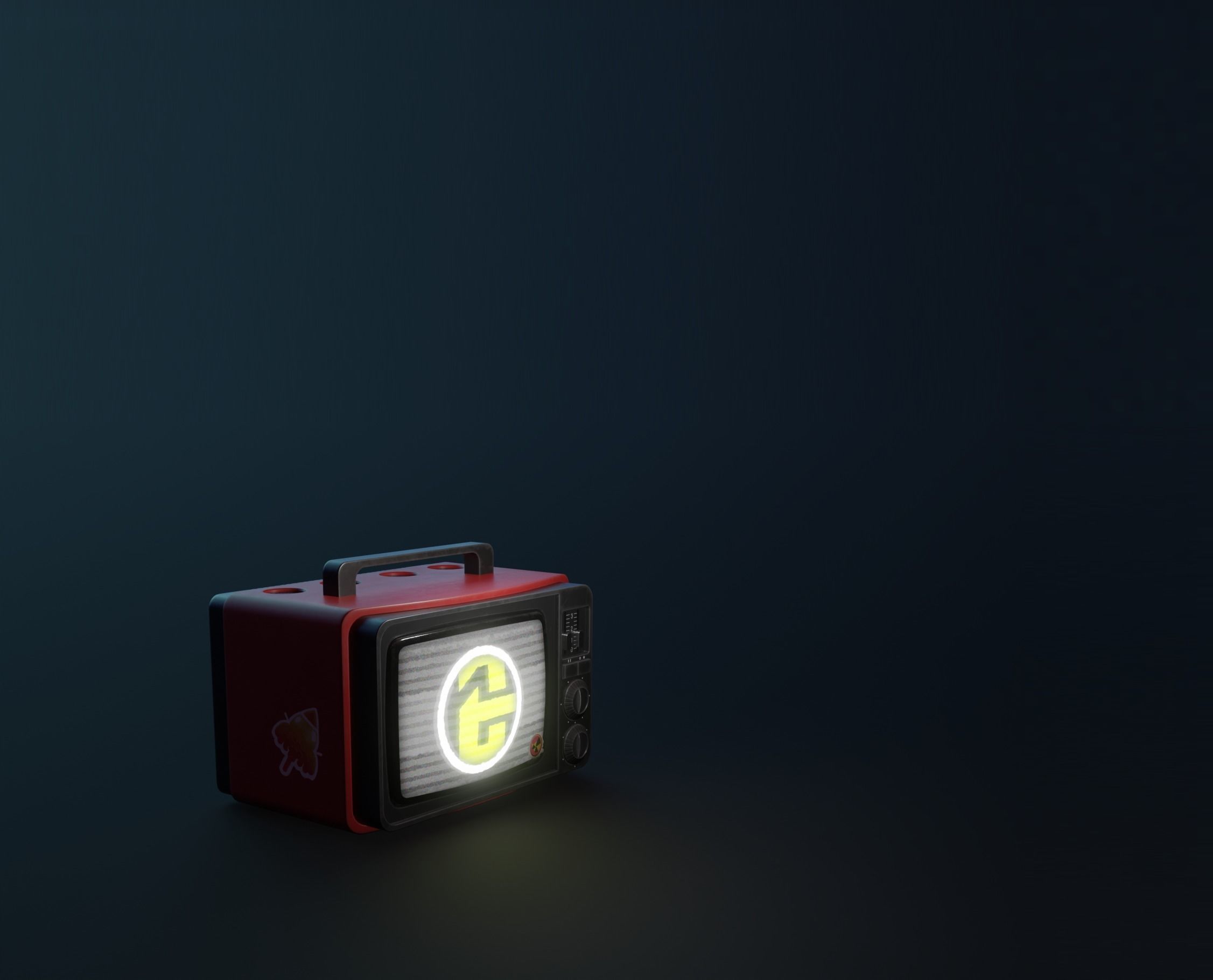 3D model red television retro vintage tv with sticker lowpoly 3d model ...