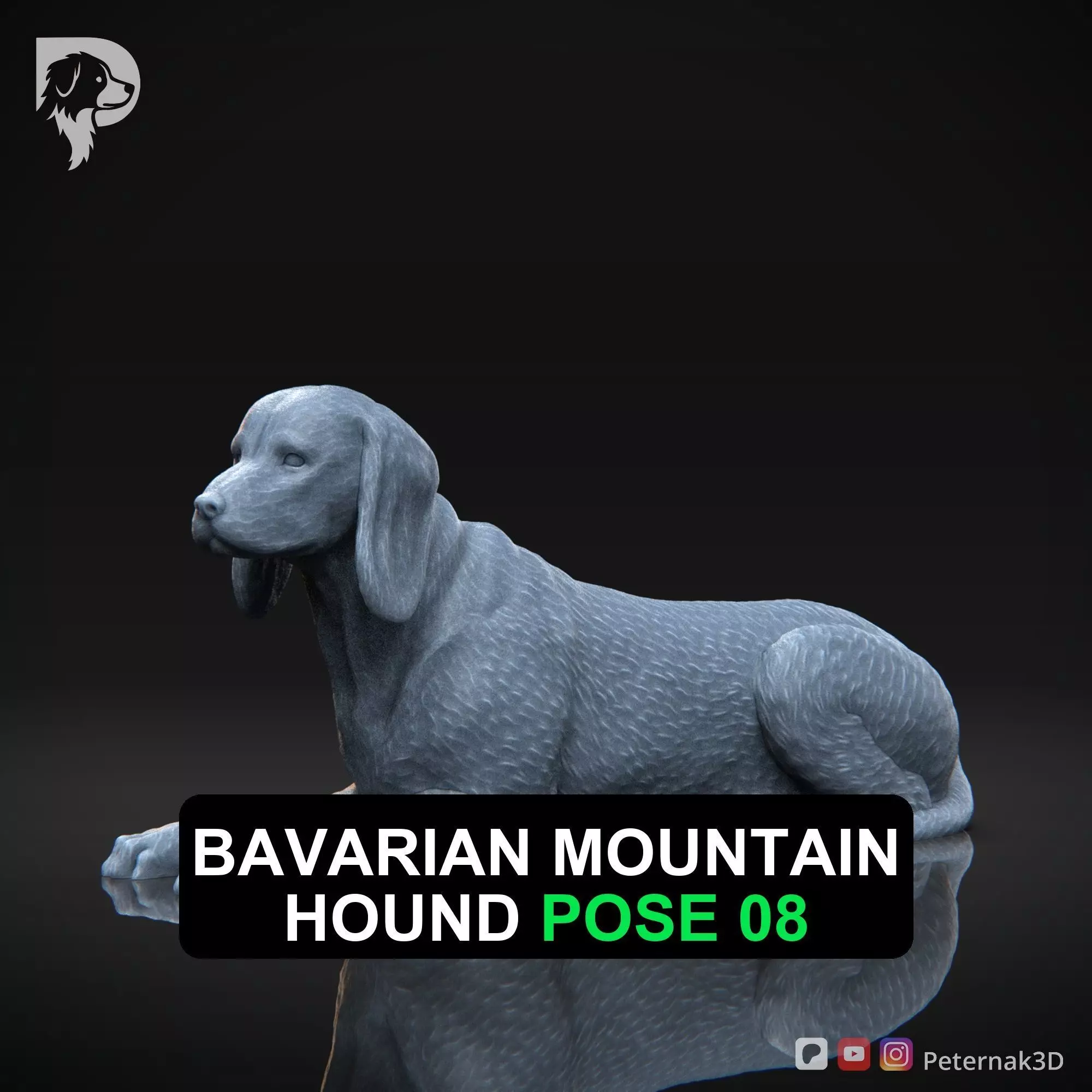 Dog 3D Print Model Bavarian Mountain Hound Pose 08 Ready STL 3D model ...