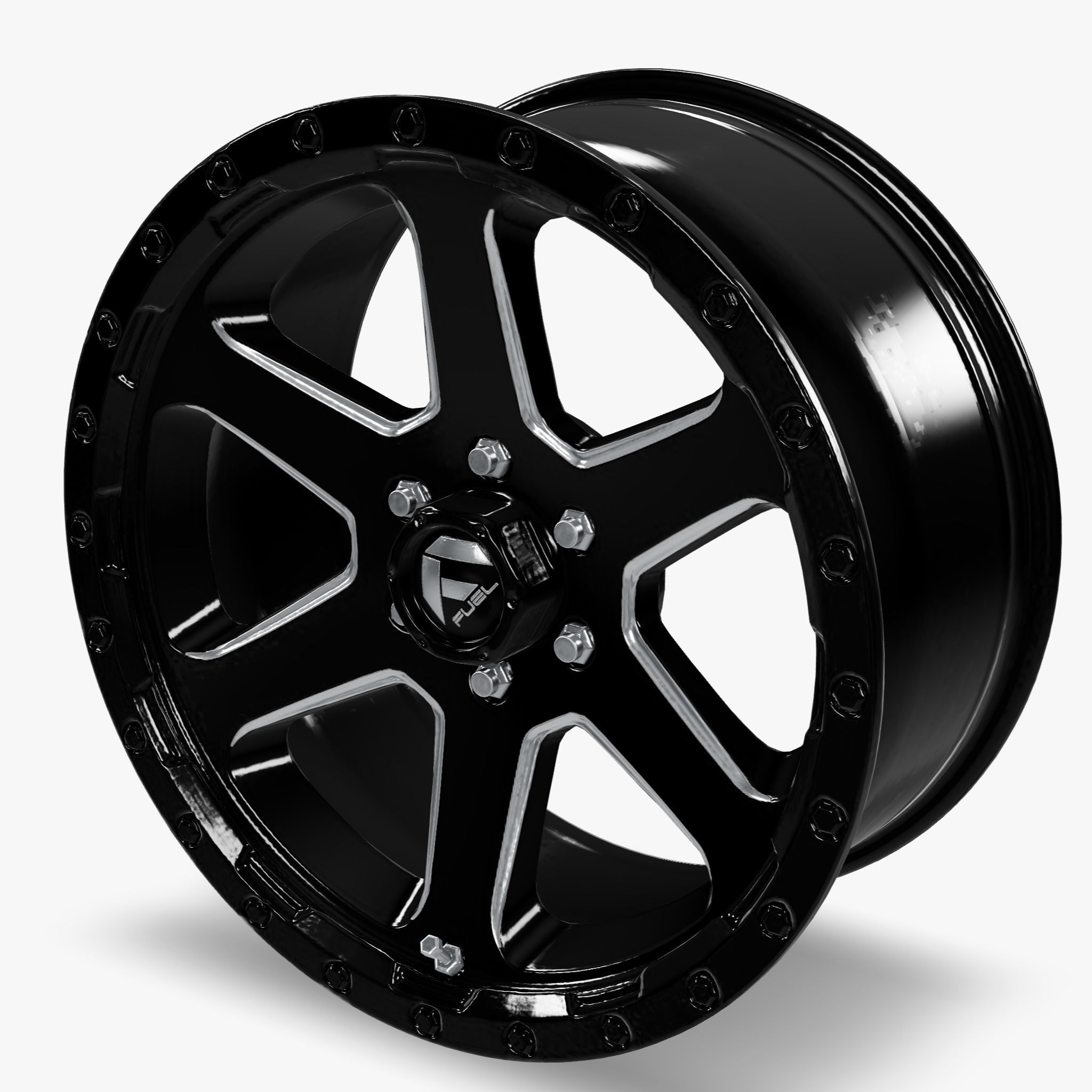 Fuel Ripper Wheel Gloss Black And Milled F150 Raptor 3D model | CGTrader
