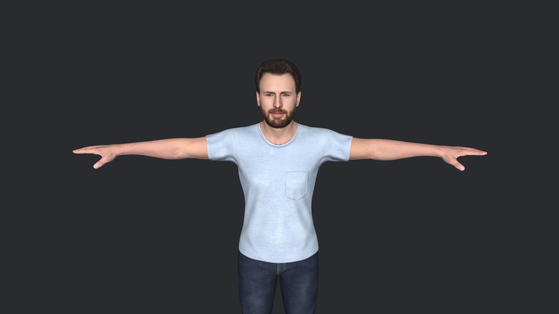 Chris Evans Hyper Realistic Full Body Fully Rigged 3D Character 3D model rigged | CGTrader
