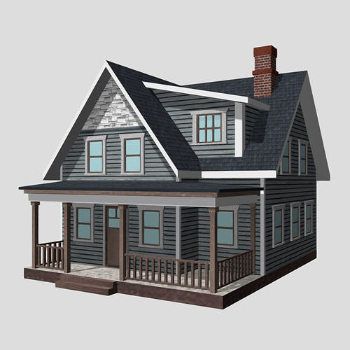 3D model American Style Cottage - Town House Model VR / AR / low-poly ...