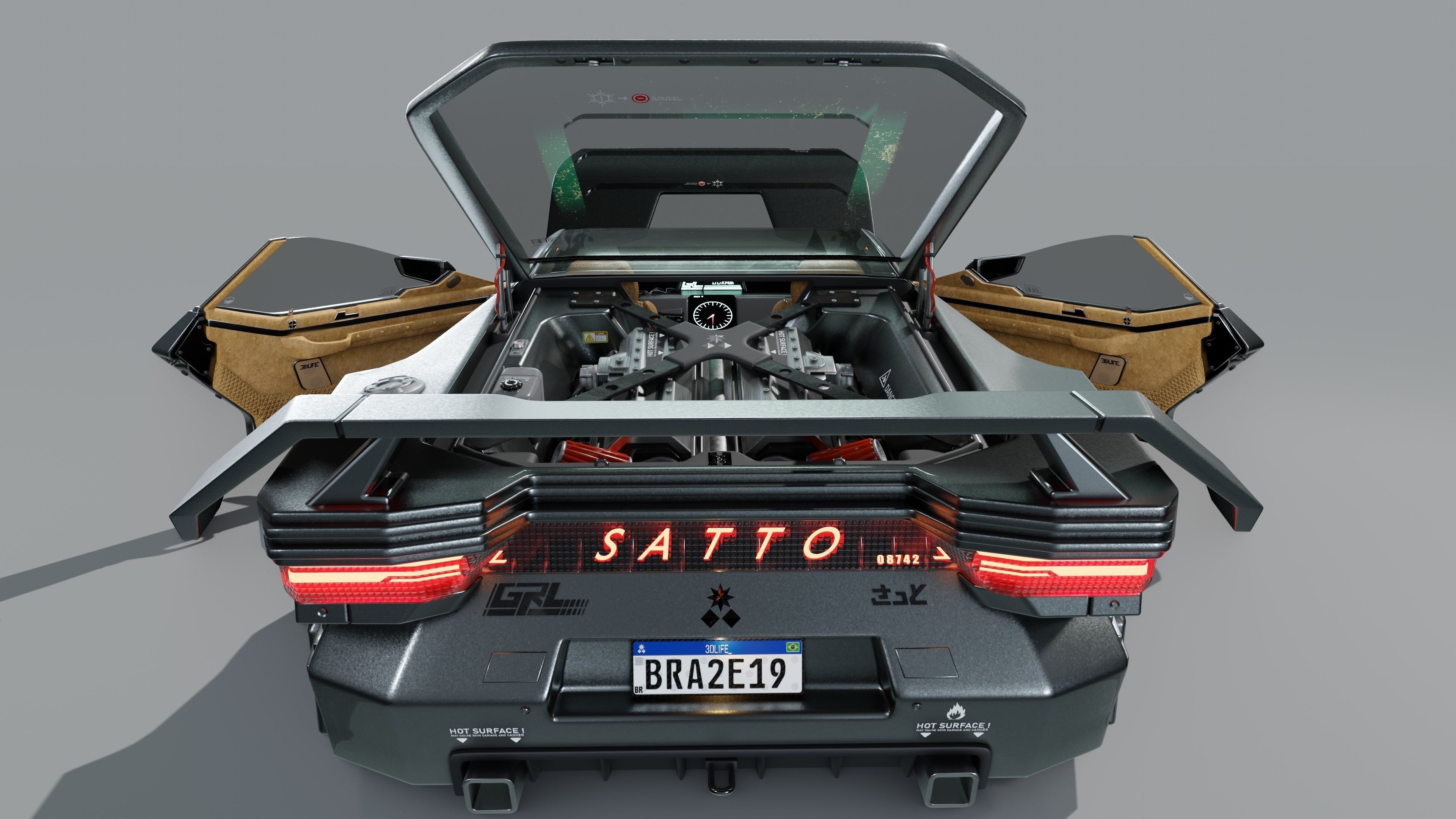 3D model Car Cyberpunk fake brand GRL SATTO VR / AR / low-poly | CGTrader