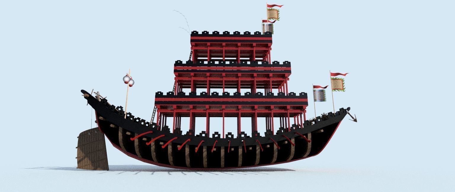 3D model CHINESE SONG DYNASTY TOWER SHIP- LOUCHUAN VR / AR / low-poly ...