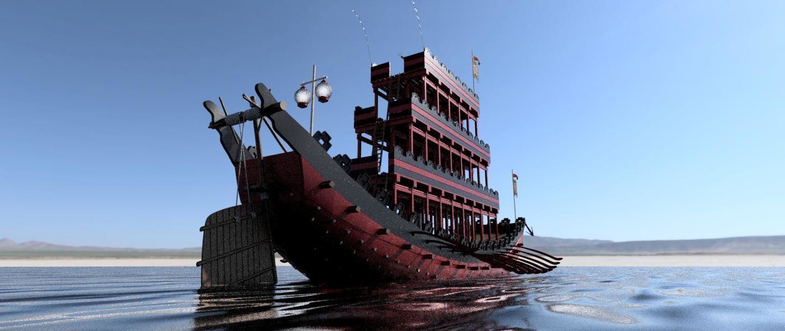 3D model CHINESE SONG DYNASTY TOWER SHIP- LOUCHUAN VR / AR / low-poly ...