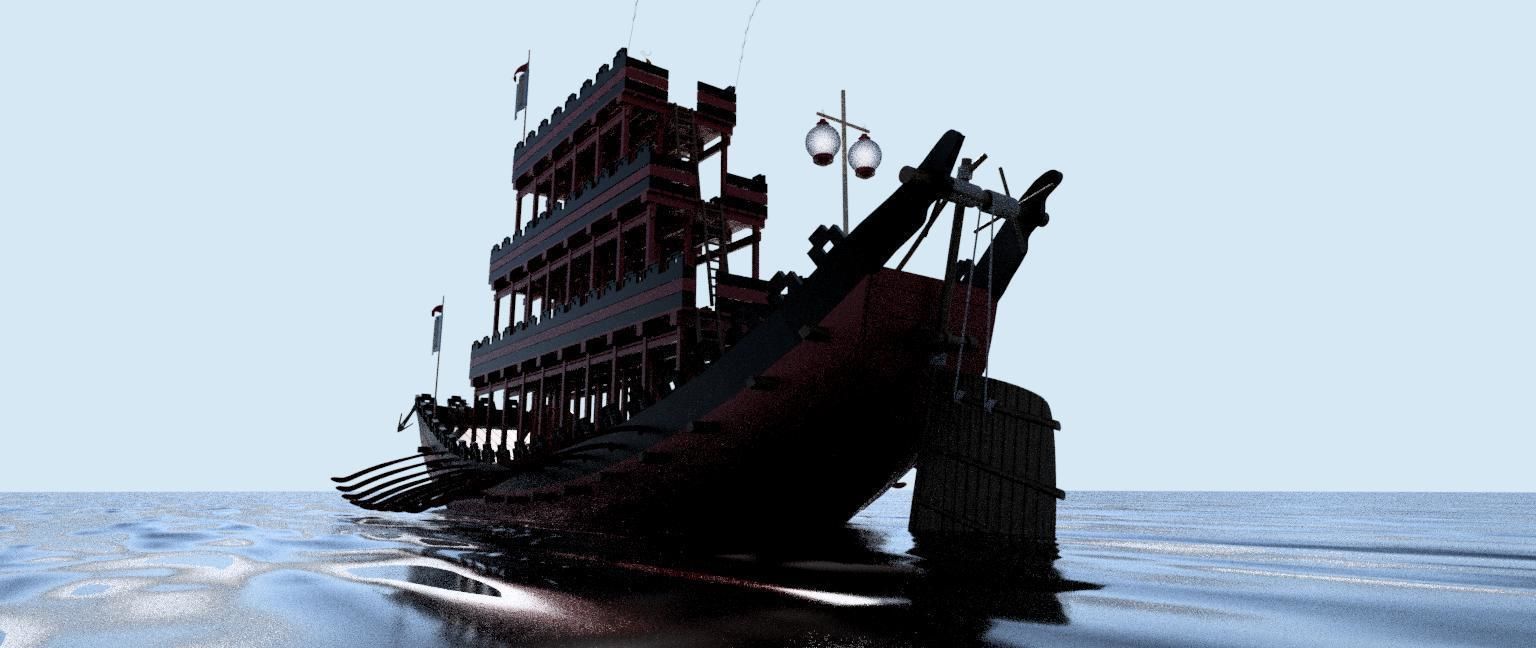 3D model CHINESE SONG DYNASTY TOWER SHIP- LOUCHUAN VR / AR / low-poly ...