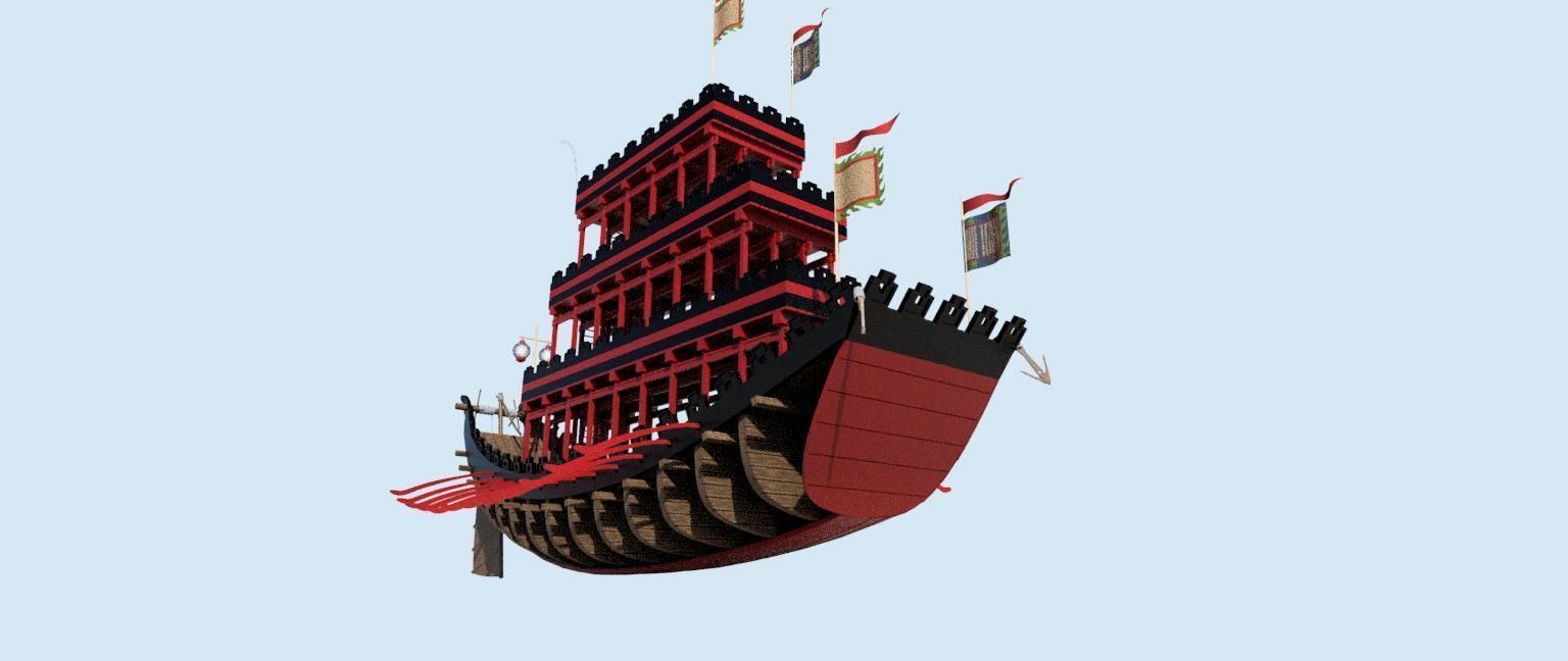 3D model CHINESE SONG DYNASTY TOWER SHIP- LOUCHUAN VR / AR / low-poly ...