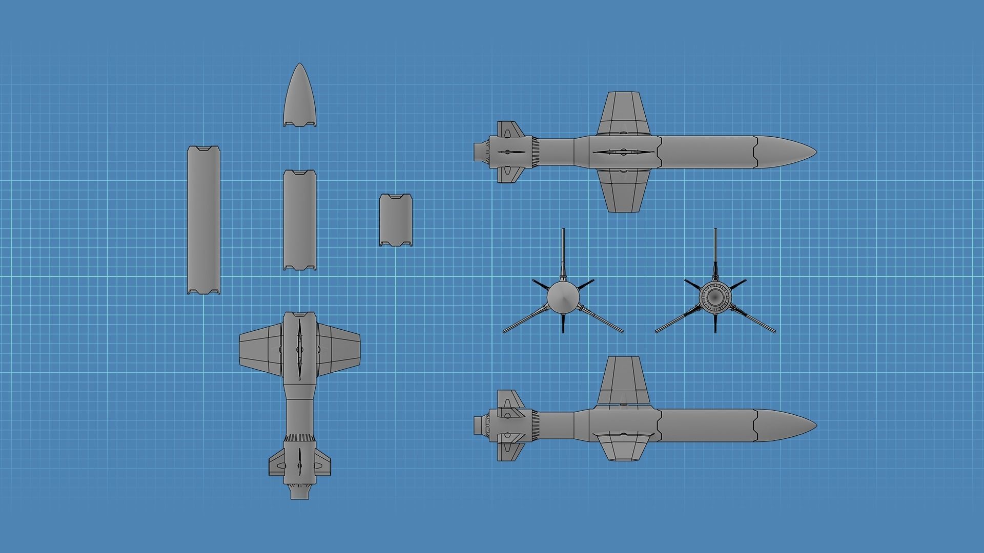 Sci Fi Missile Shark series Demo Kit free VR / AR / low-poly 3D model ...