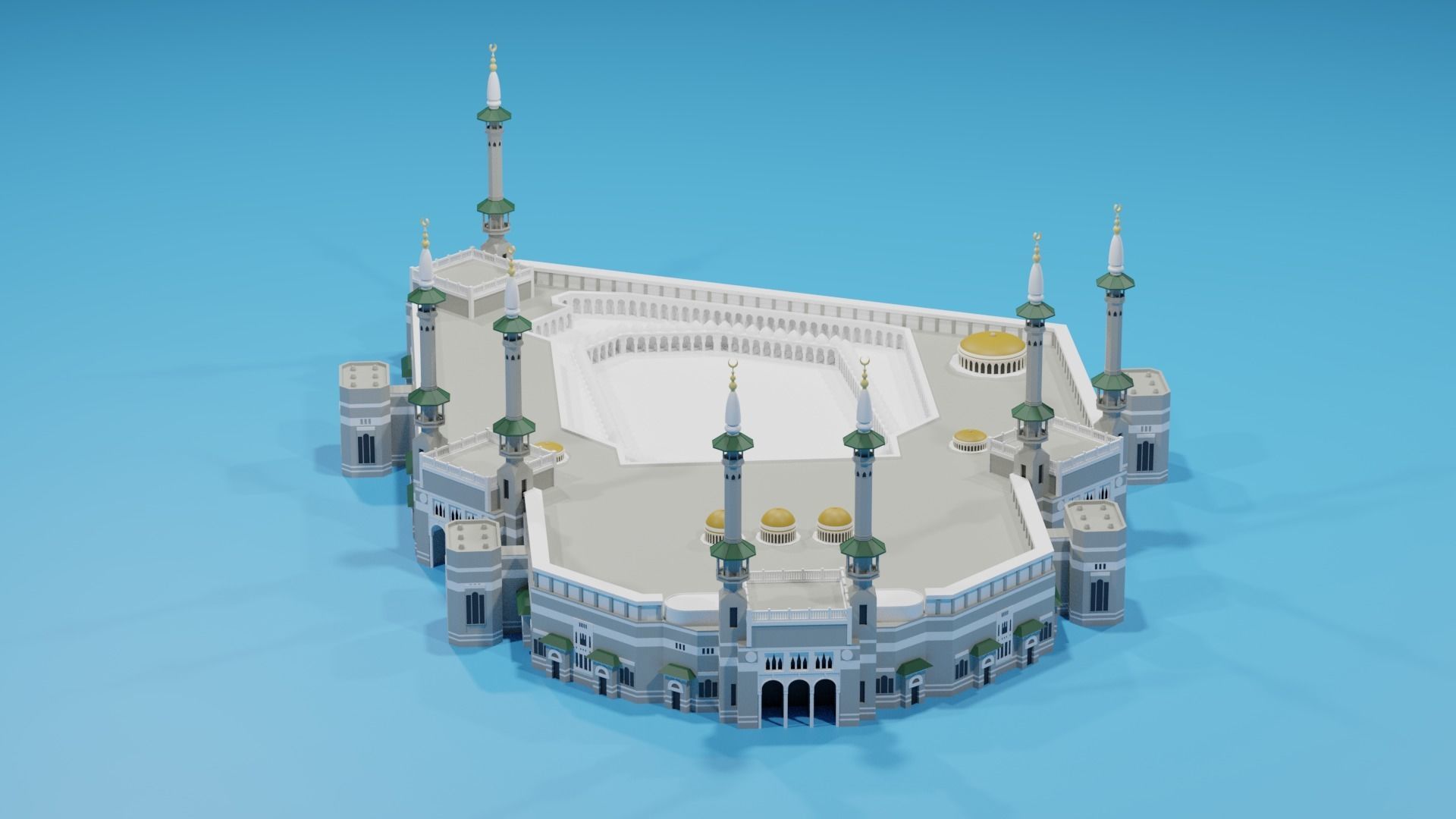 Cartoon Masjid Al-Haram Mecca Saudi Arabia 3D model | CGTrader