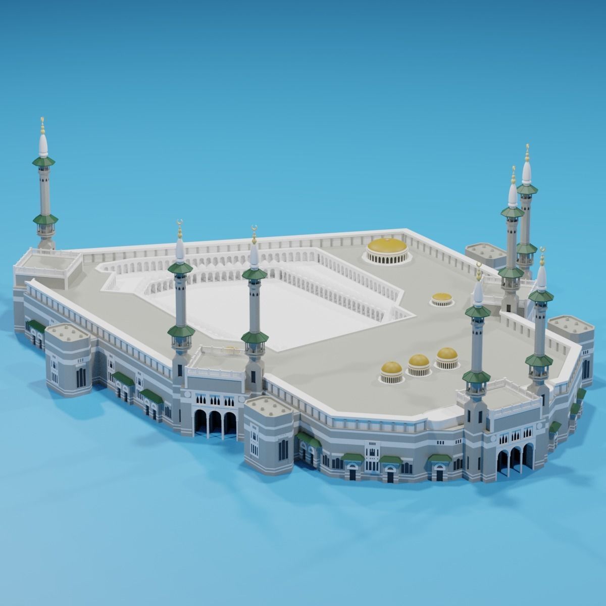 Cartoon Masjid Al-Haram Mecca Saudi Arabia 3D model | CGTrader