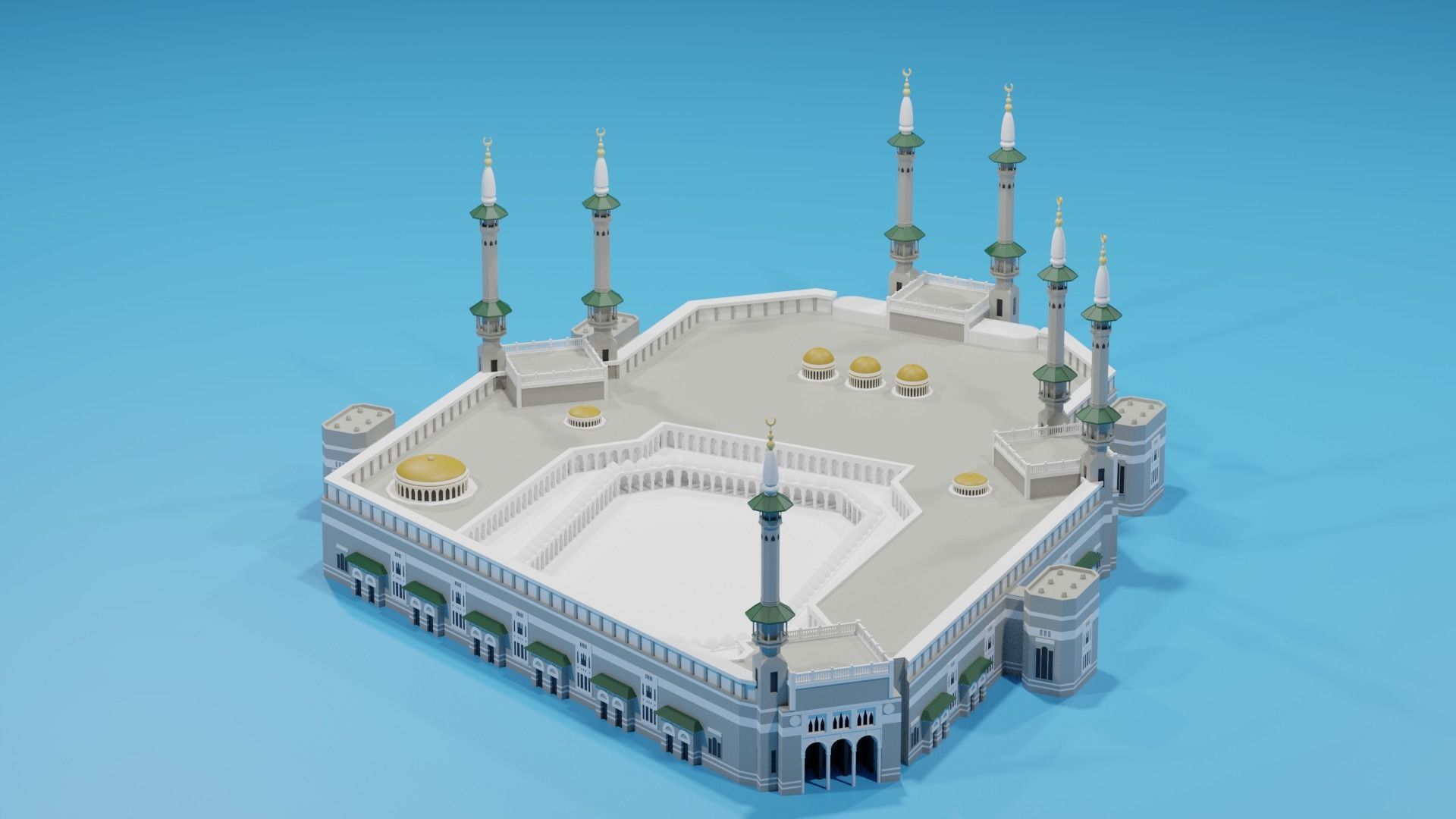 Cartoon Masjid Al-Haram Mecca Saudi Arabia 3D model | CGTrader