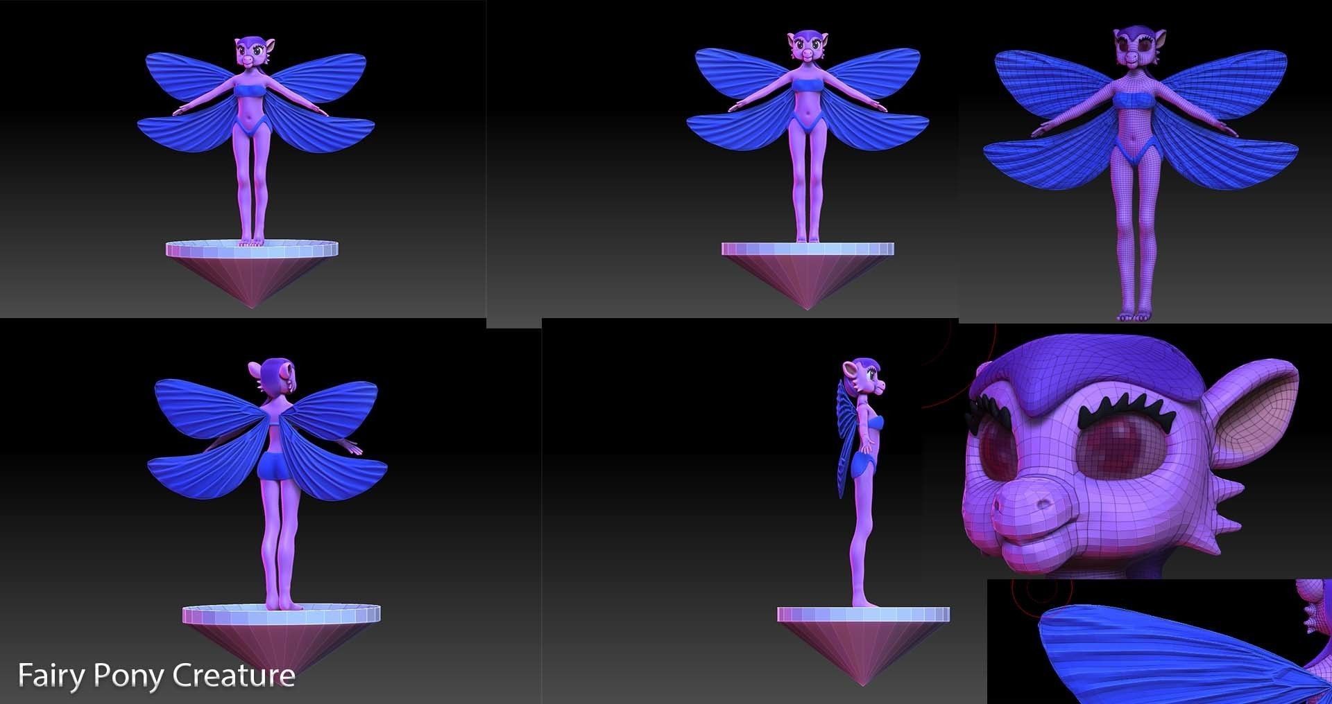 Fairy Pony Creature free 3D model rigged | CGTrader