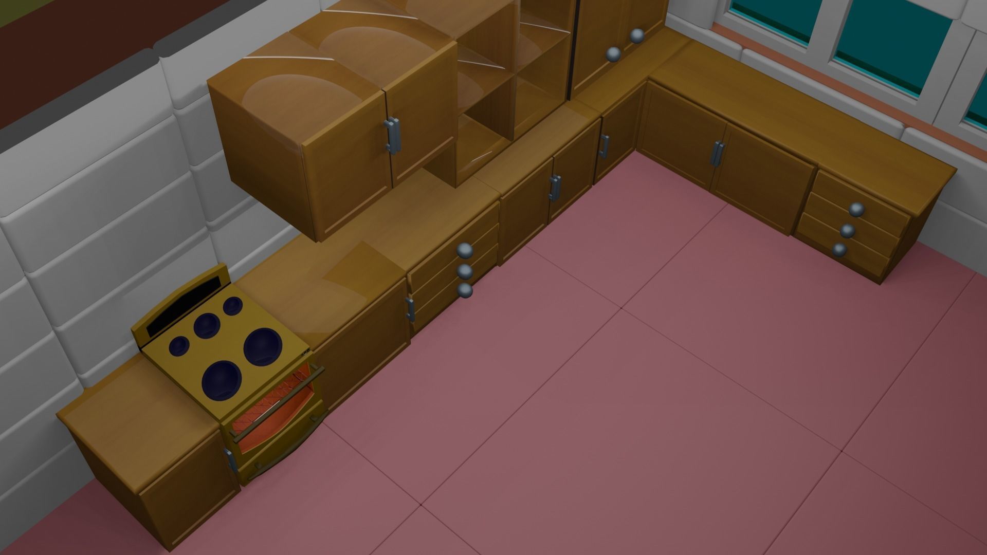 3D model Low poly Kitchen cabinet and and Oven VR / AR / low-poly ...