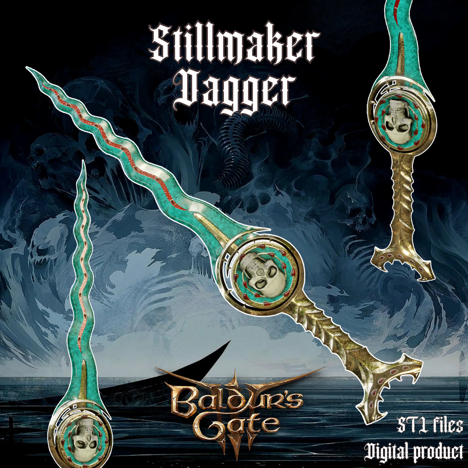 Fantasy Stillmaker Dagger Baldurs Gate 3 3D model 3D printable | CGTrader