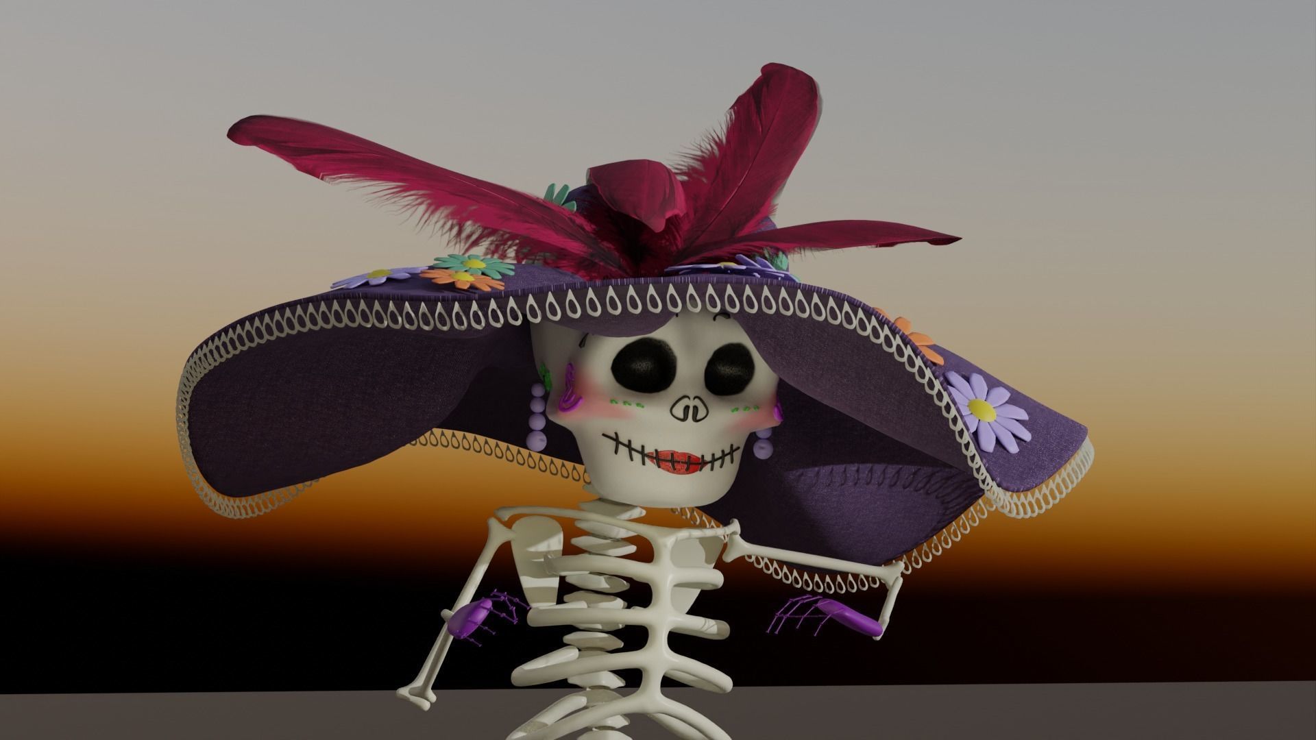 Catrina Mexicana la catrina garbancera 3D MODEL 3D model rigged | CGTrader