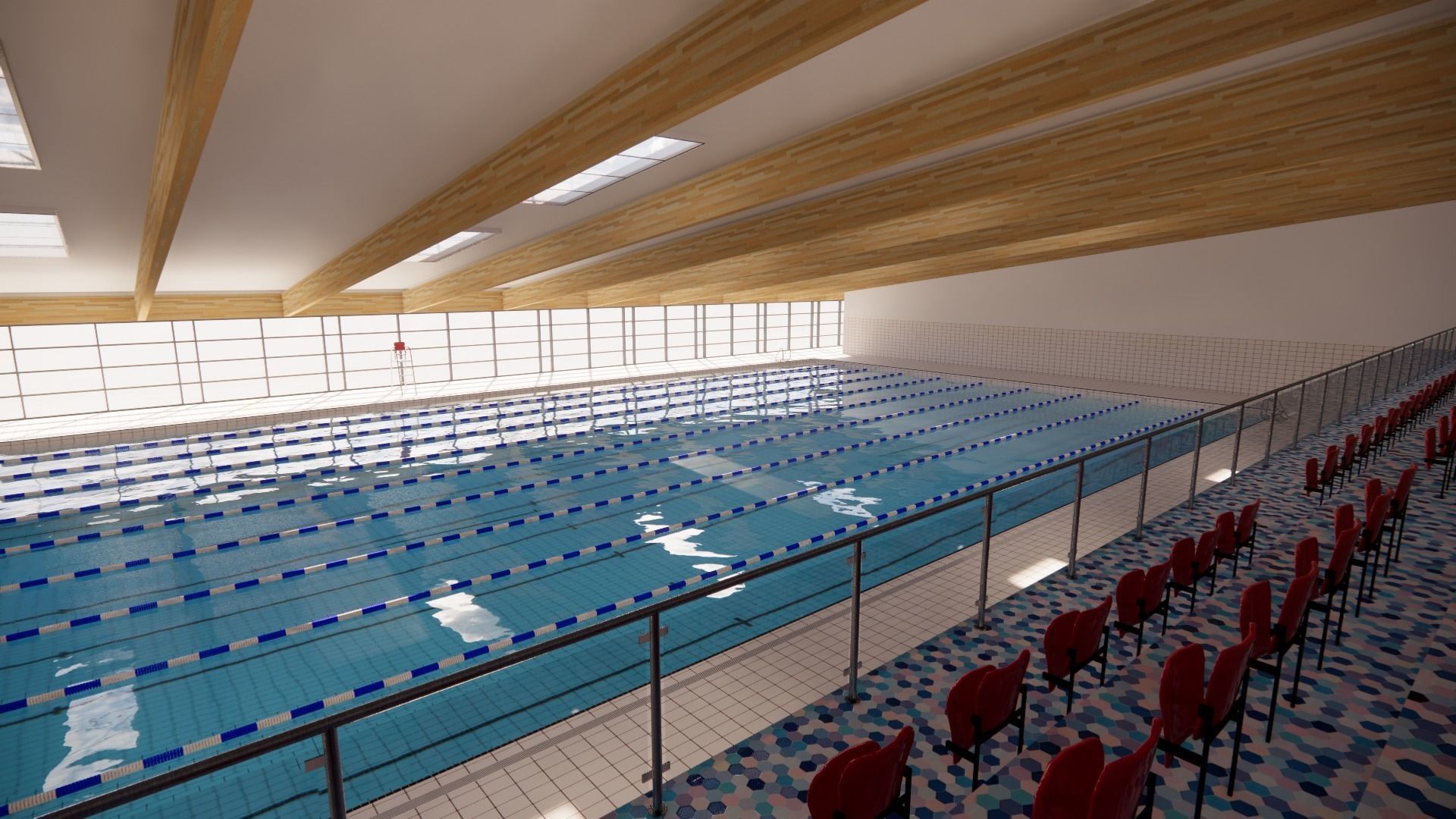 Swimming pool 50 meters 3D model | CGTrader