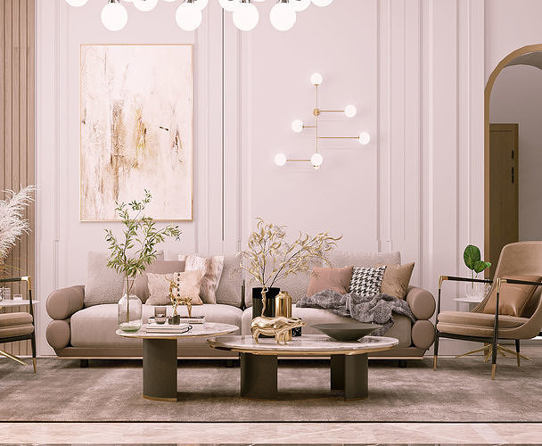 living room hall 3D model | CGTrader
