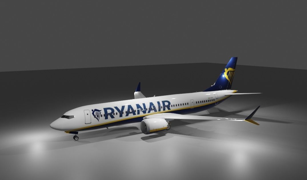 3D model Ryanair Boeing 737 max 200 3d model with cockpit VR / AR / low ...