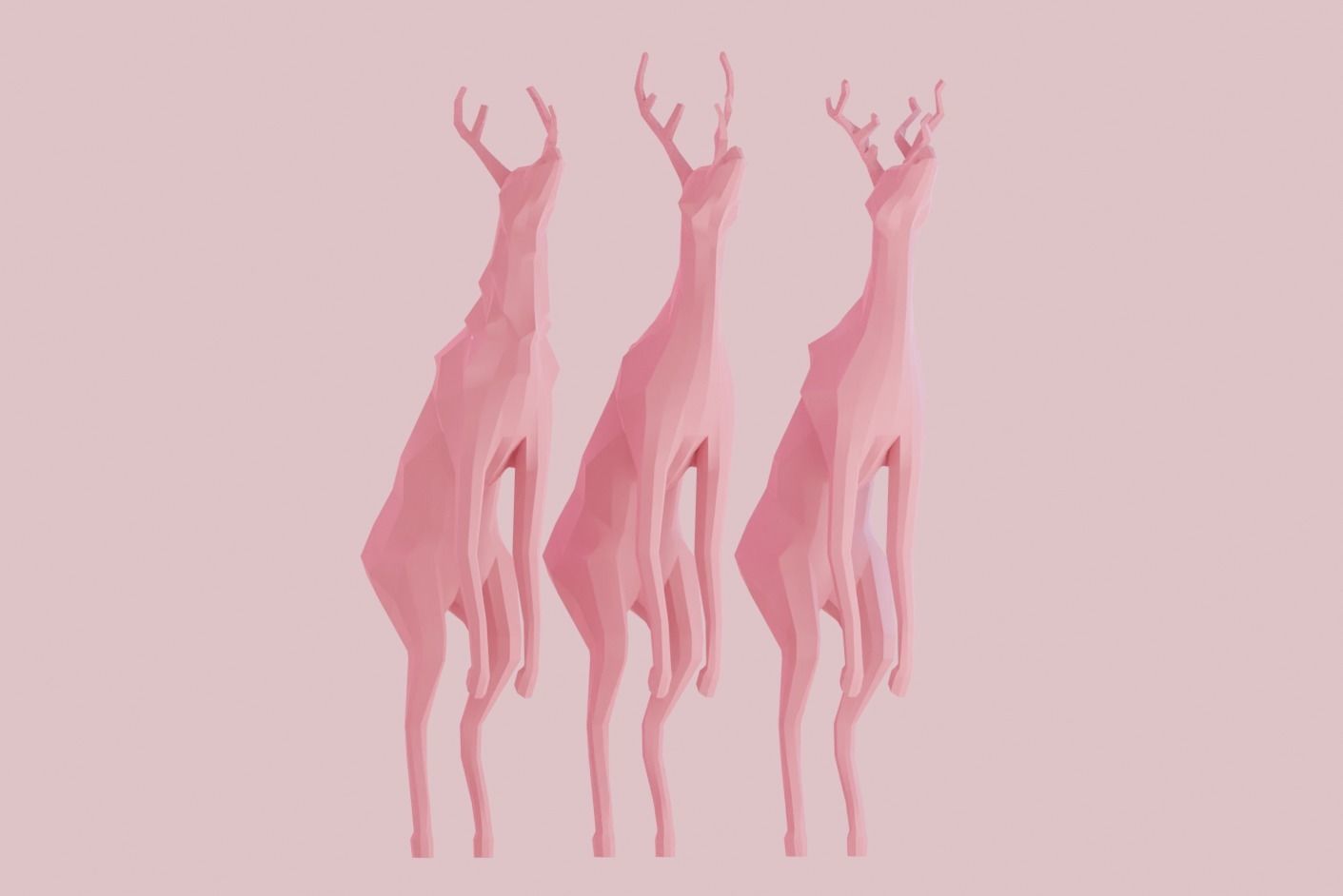 Three Flying Poly Deer - STL Print 3D model 3D printable | CGTrader