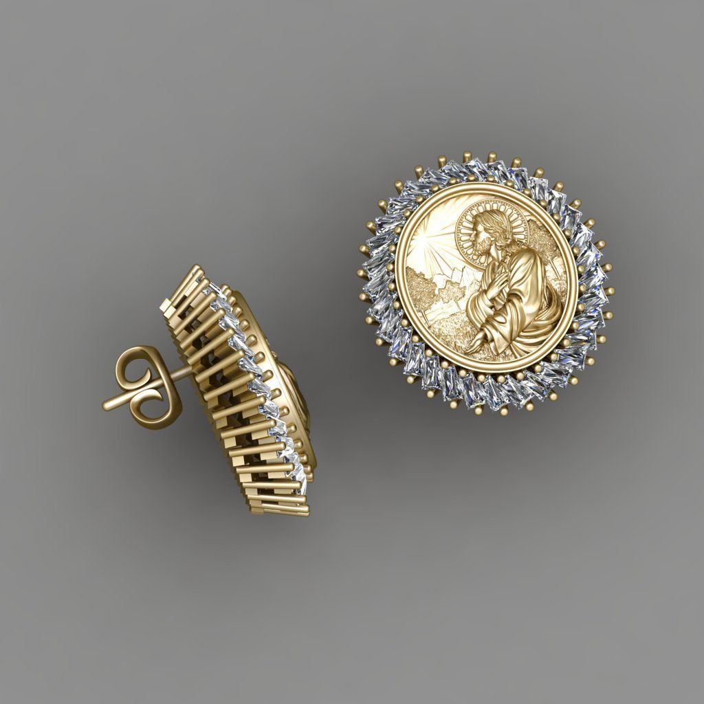 Jesus Diamond Earring 3d Print Model 3D model 3D printable | CGTrader