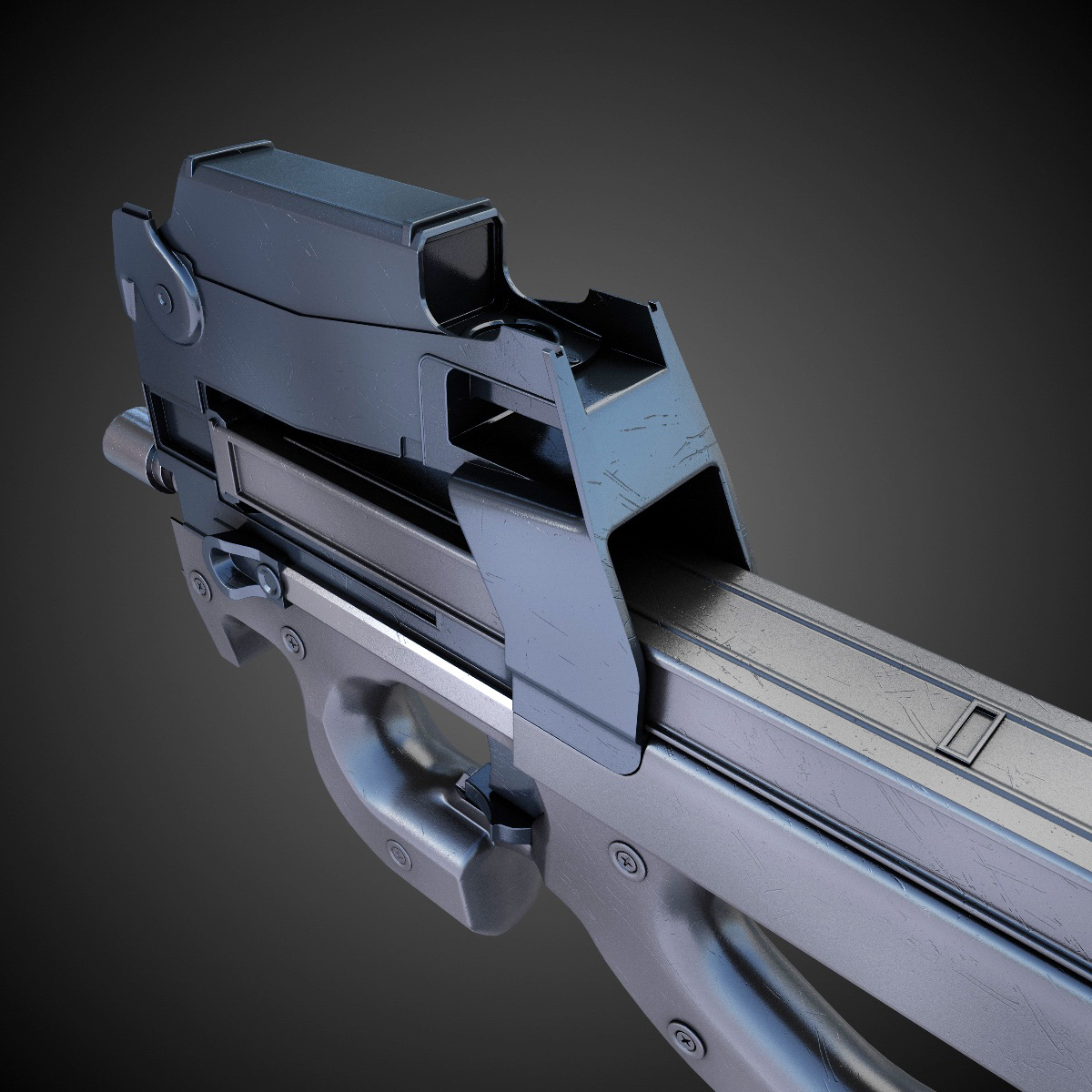 FN P90 SMG Hi-Res 3D Model .max .obj .fbx .lwo .lw .lws .ma .mb ...