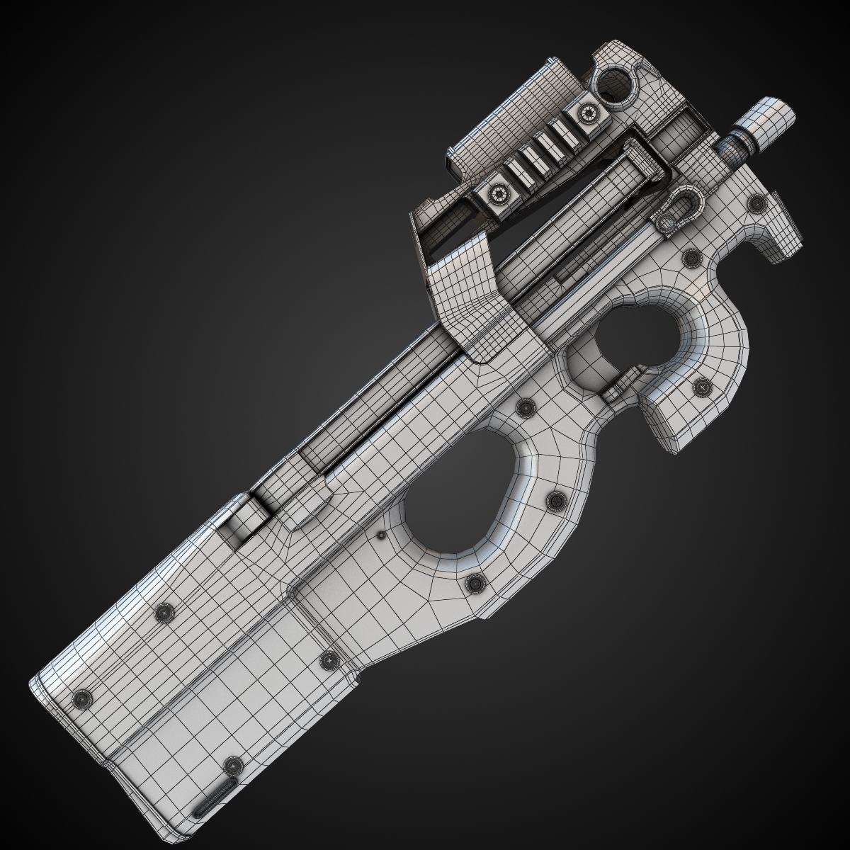 FN P90 SMG Hi-Res 3D Model .max .obj .fbx .lwo .lw .lws .ma .mb ...