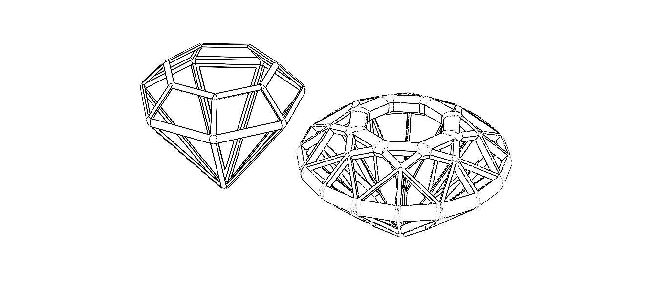 Wireframe Diamond Gem 3D model 3D printable | CGTrader