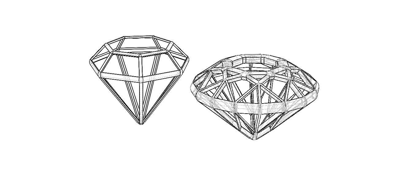 Wireframe Diamond Gem 3D model 3D printable | CGTrader