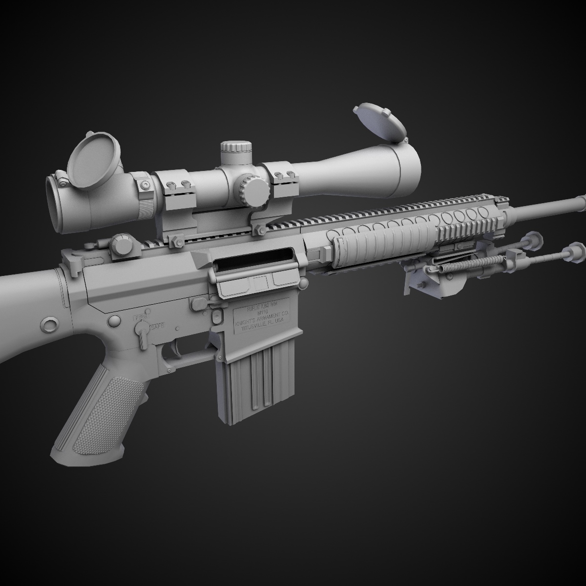 M110 SASS Hi-Res 3D Model .max .obj .fbx .lwo .lw .lws .ma .mb ...