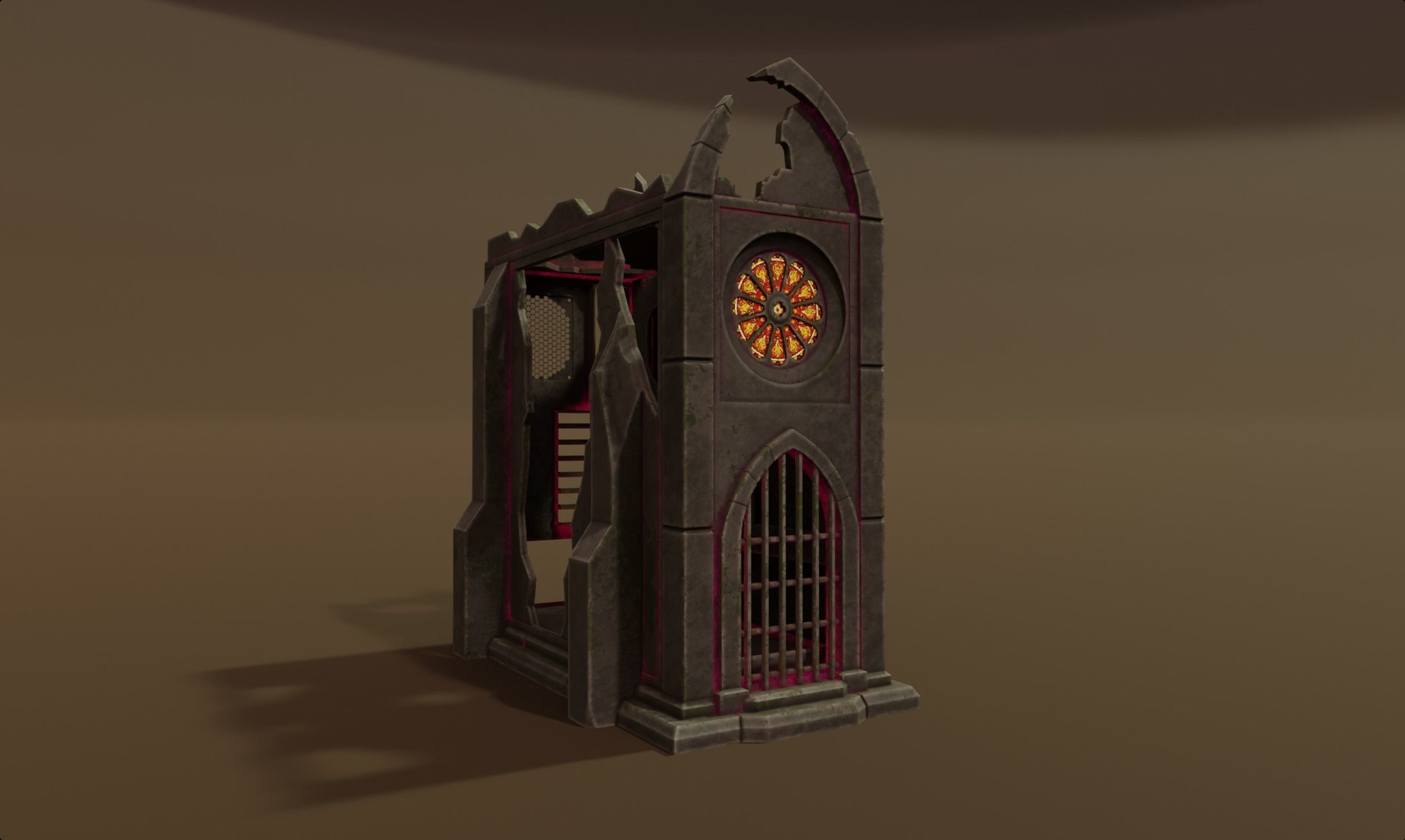 3D model custom pc case fantasy cathedral computer mod gaming gamer rgb ...