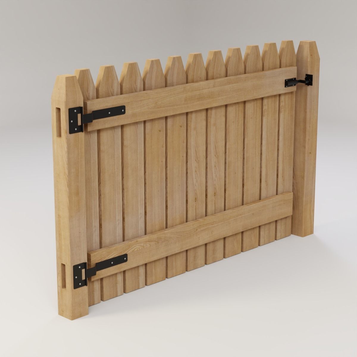 3D model Modular Fence Kit Pack - Solid Angled Picket Fence with Gate ...