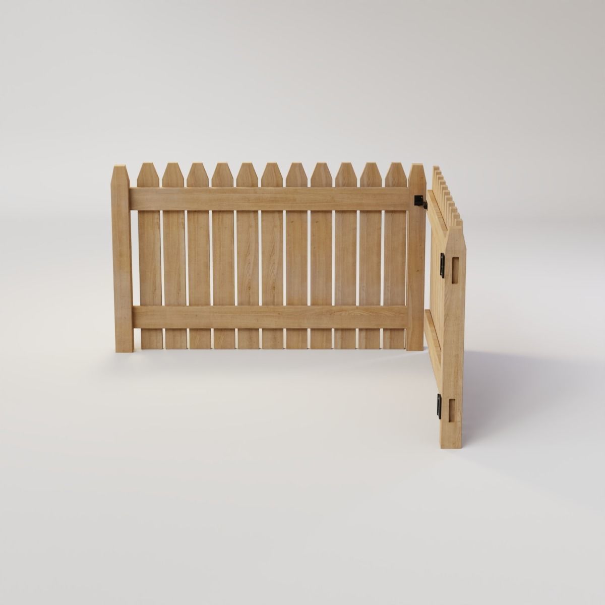 3D model Modular Fence Kit Pack - Solid Angled Picket Fence with Gate ...