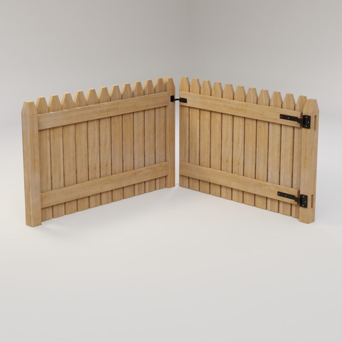 3D model Modular Fence Kit Pack - Solid Angled Picket Fence with Gate ...