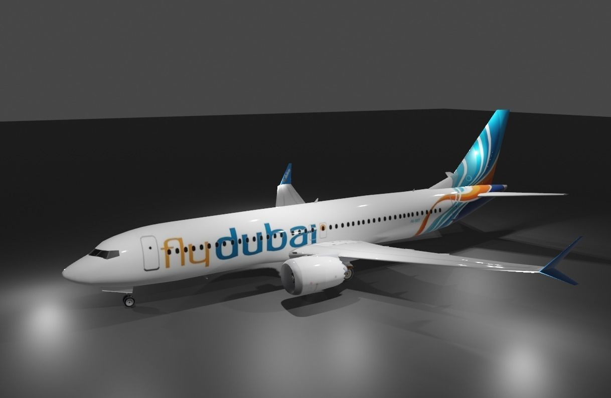 3D model Flydubai Boeing 737 max 8 3d model with cockpit VR / AR / low ...