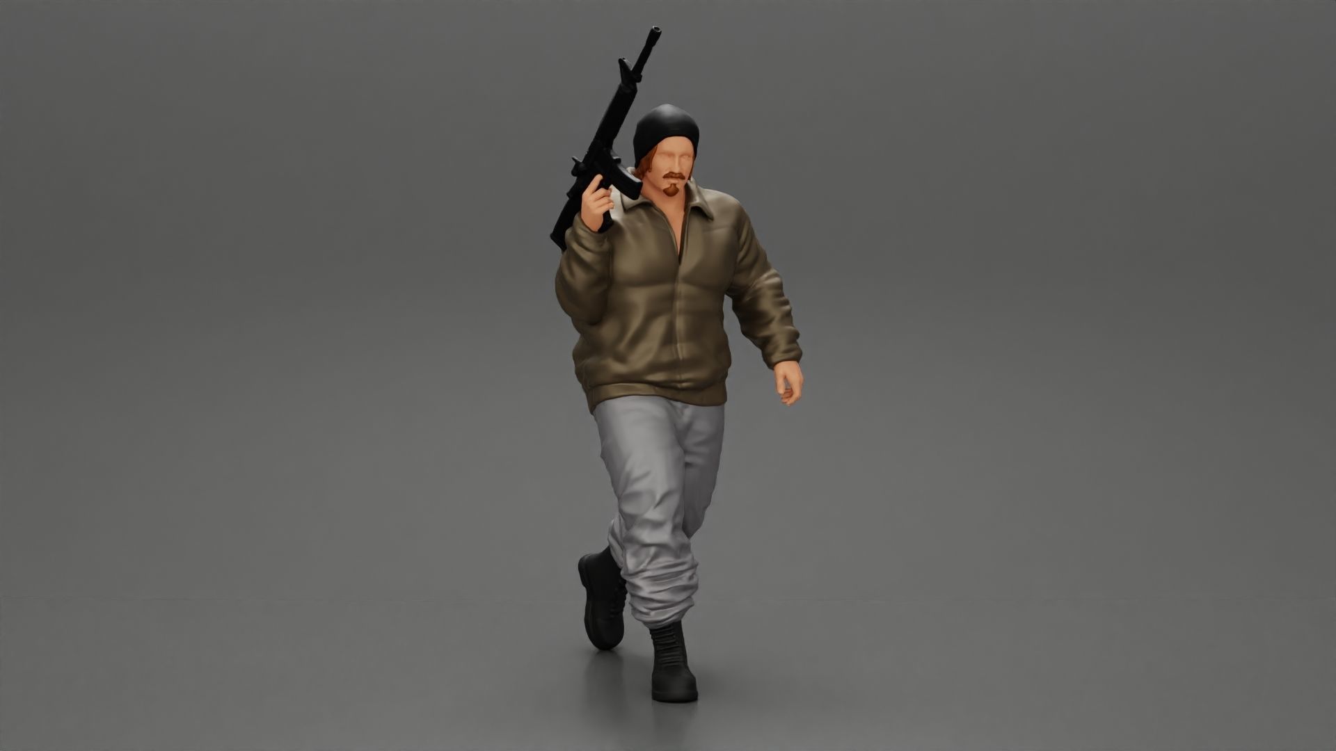 mafia gangster in jacket and pants holding a submachine gun 3D model 3D ...