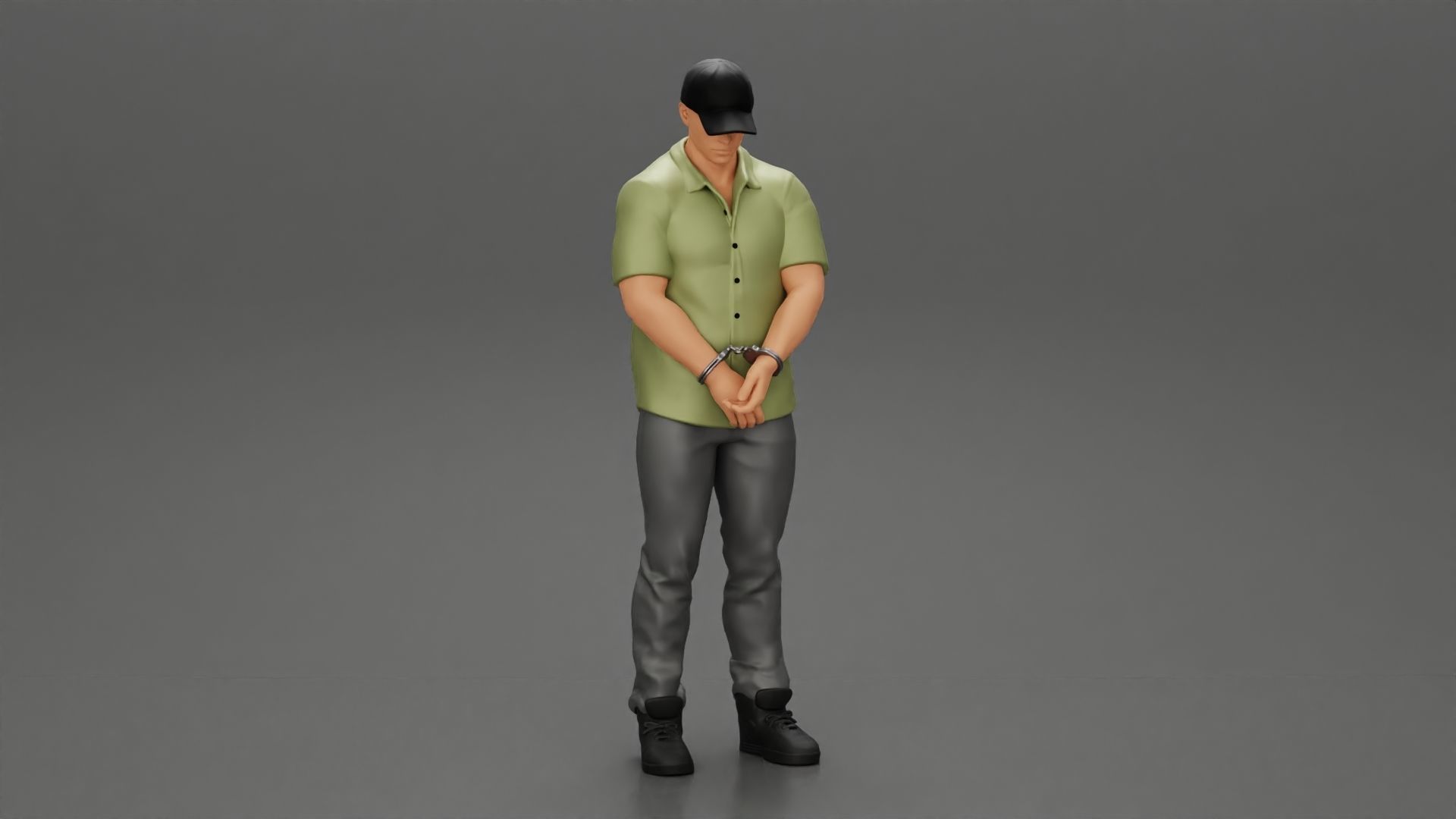 handcuff man in cap standing 3D model 3D printable | CGTrader