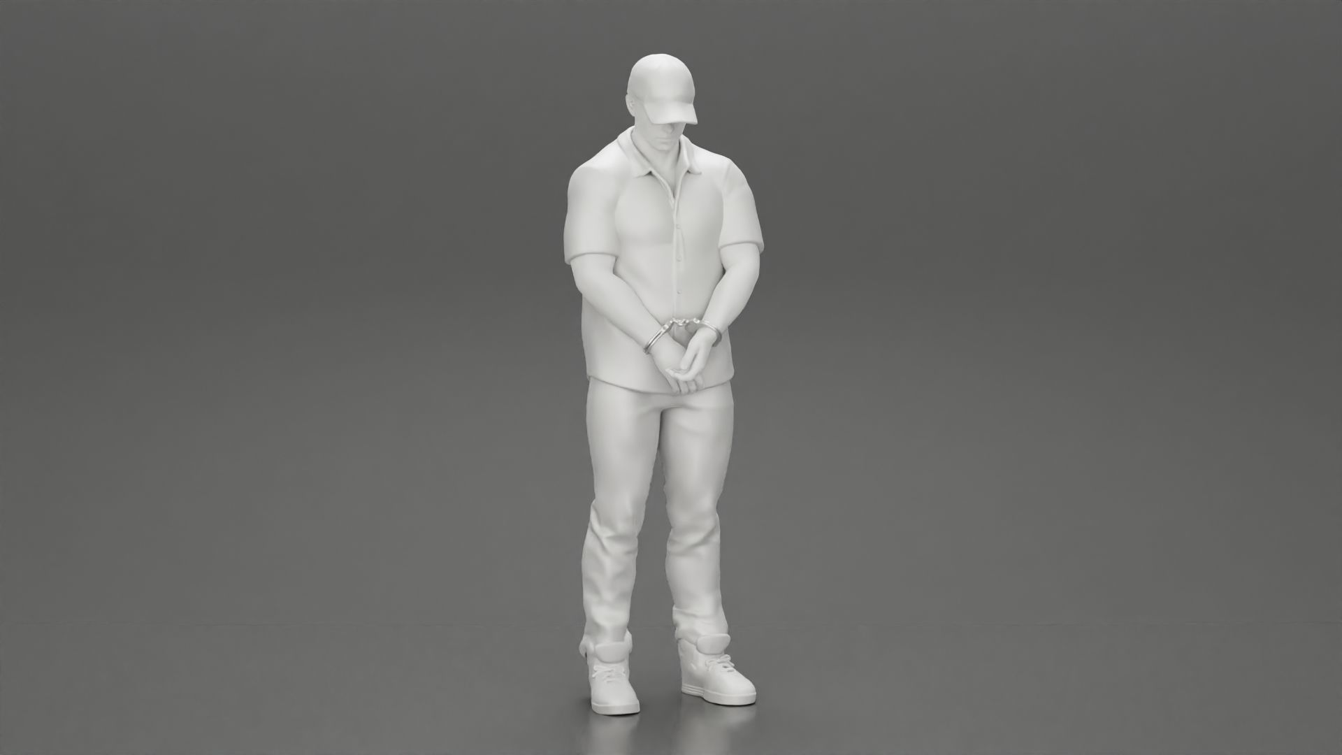 handcuff man in cap standing 3D model 3D printable | CGTrader
