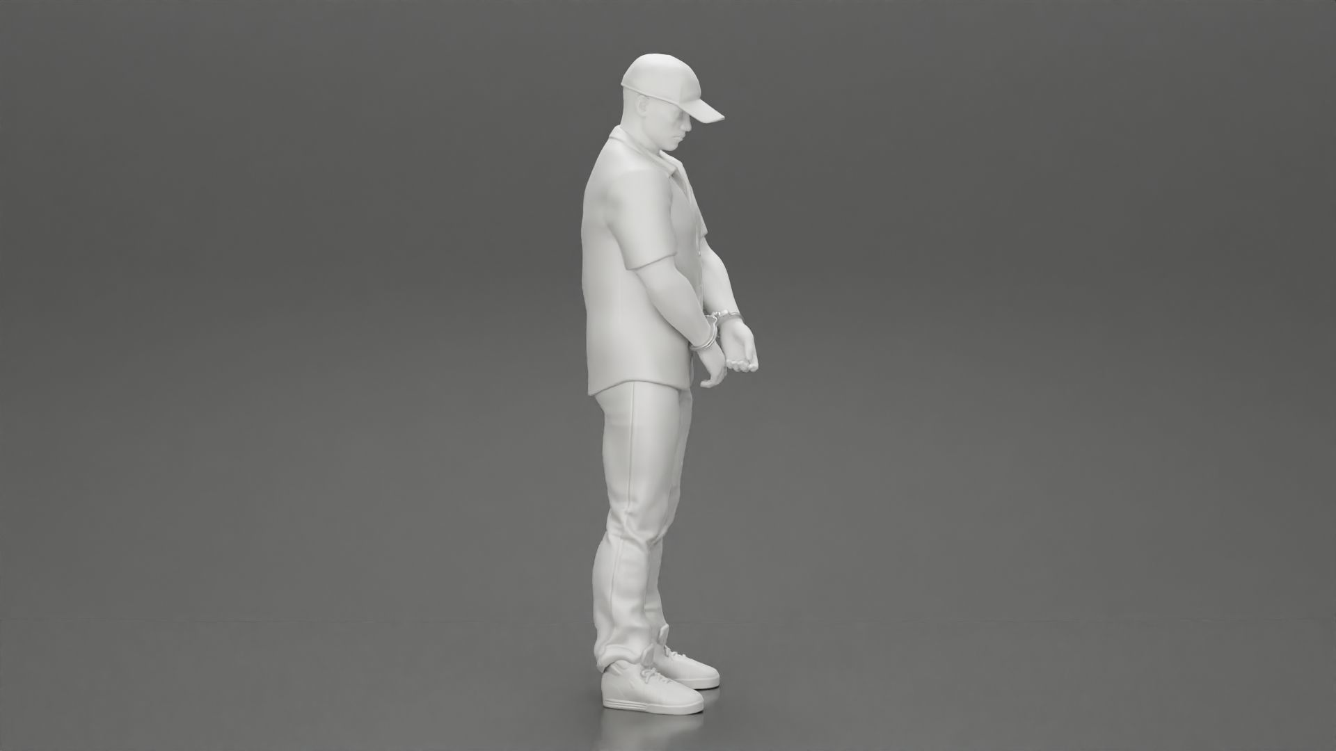 handcuff man in cap standing 3D model 3D printable | CGTrader