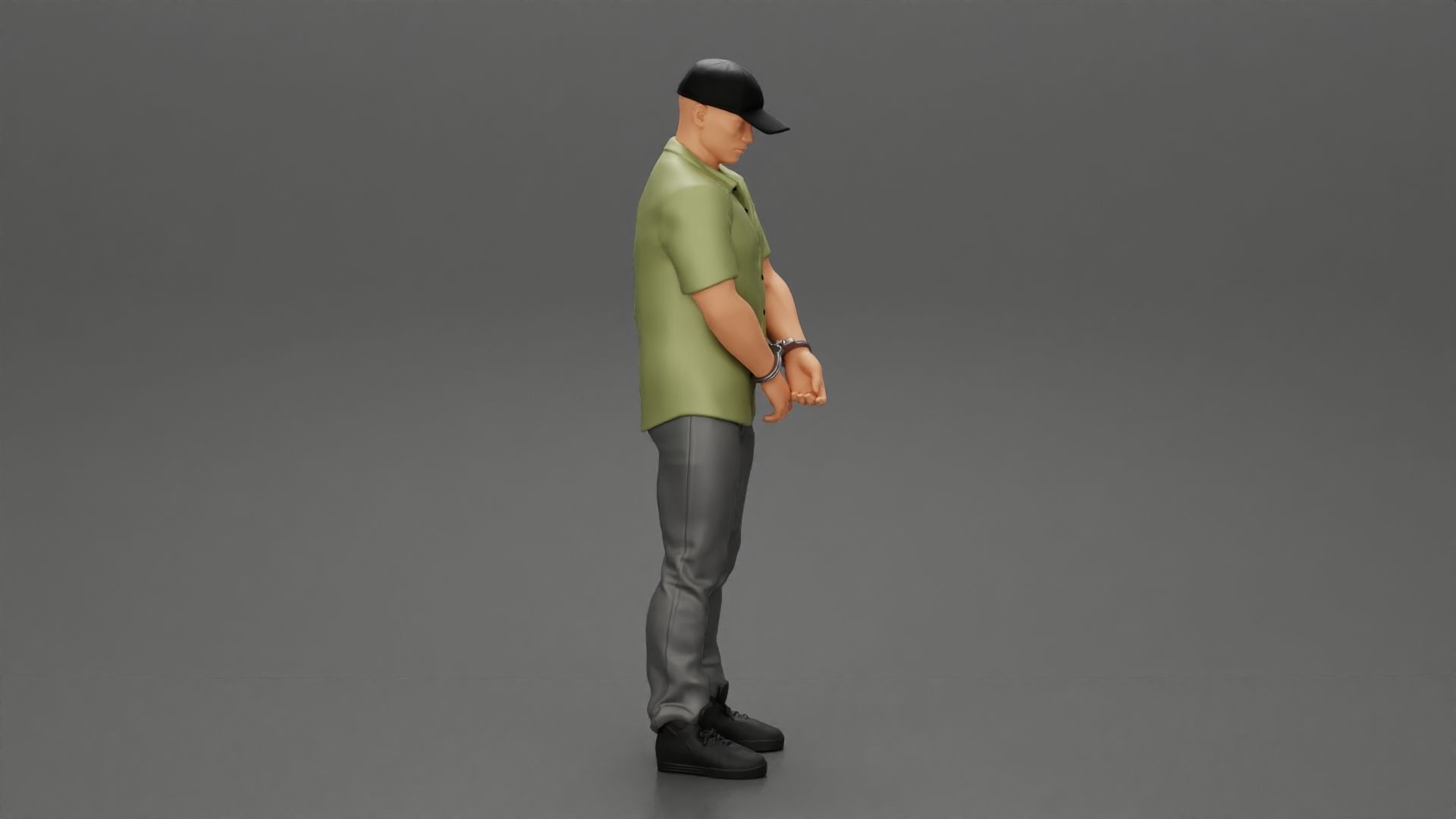 handcuff man in cap standing 3D model 3D printable | CGTrader