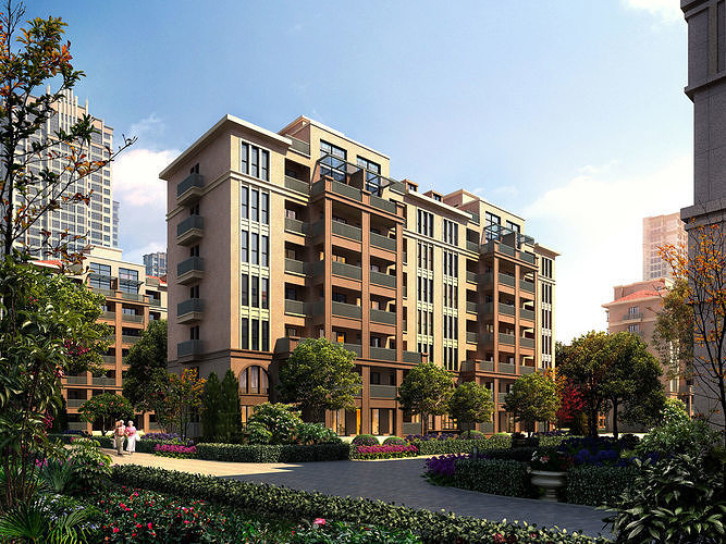 3Dmax fashion city commercial square building 161 3D model | CGTrader