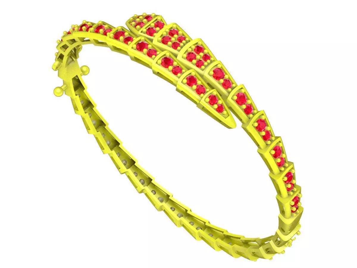 Luxury Tapered Gemstone Bangle Jewelry 3D Model for Gold Ca 6262 3D ...