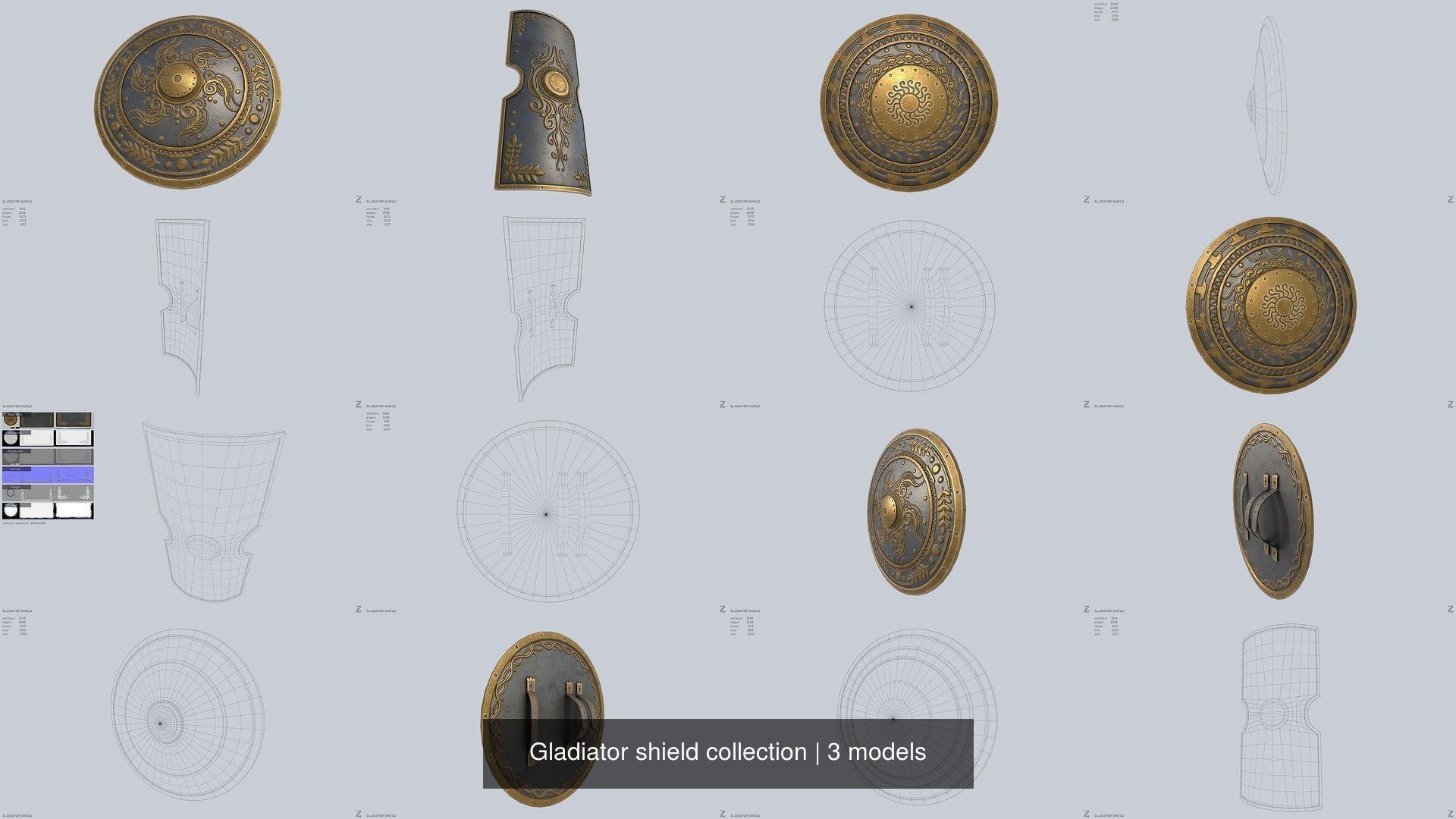 Gladiator shield collection VR / AR / low-poly | CGTrader