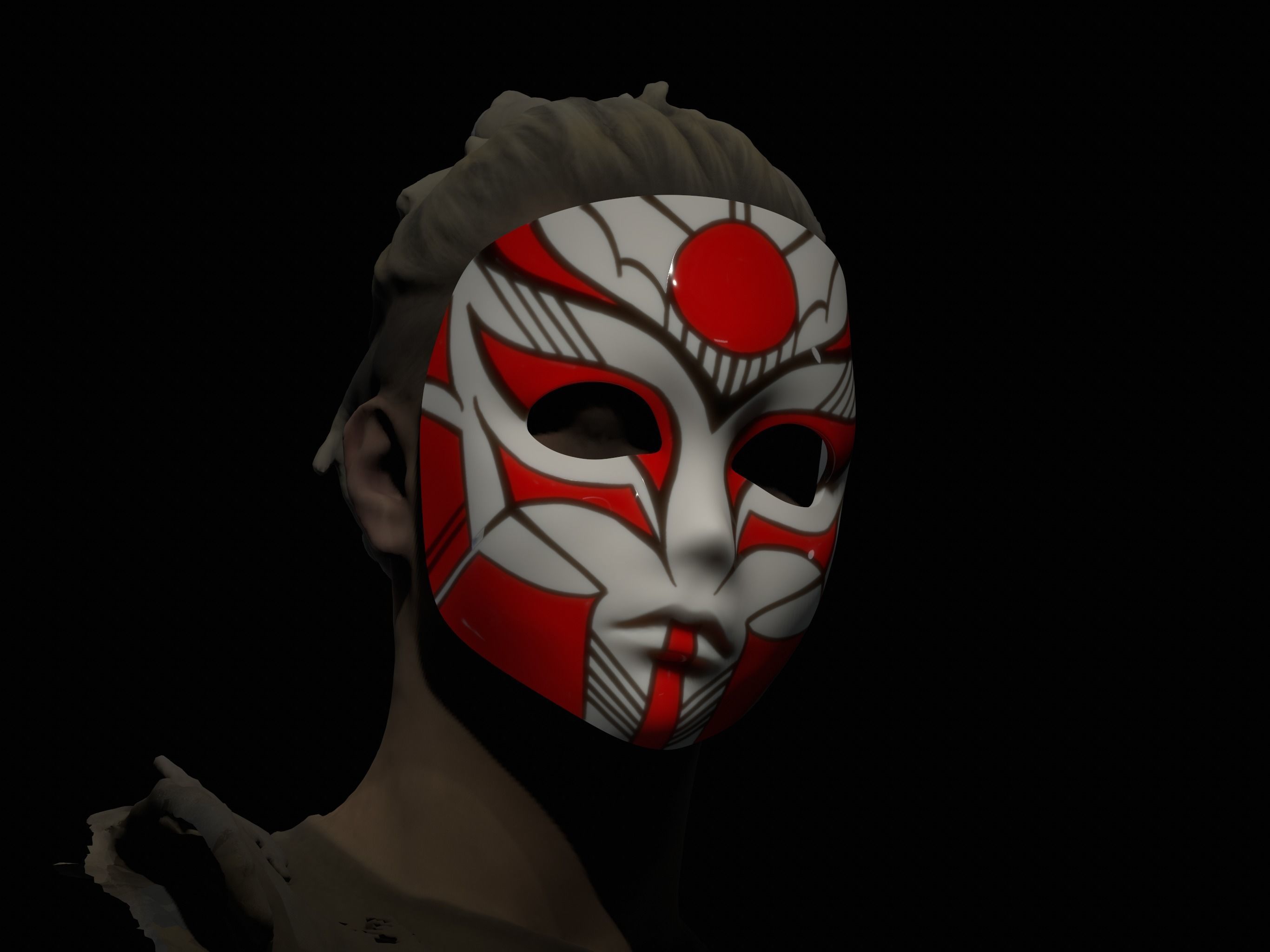 3D Model of Japanese Dolly Mask Halloween Puppet free 3D model 3D ...