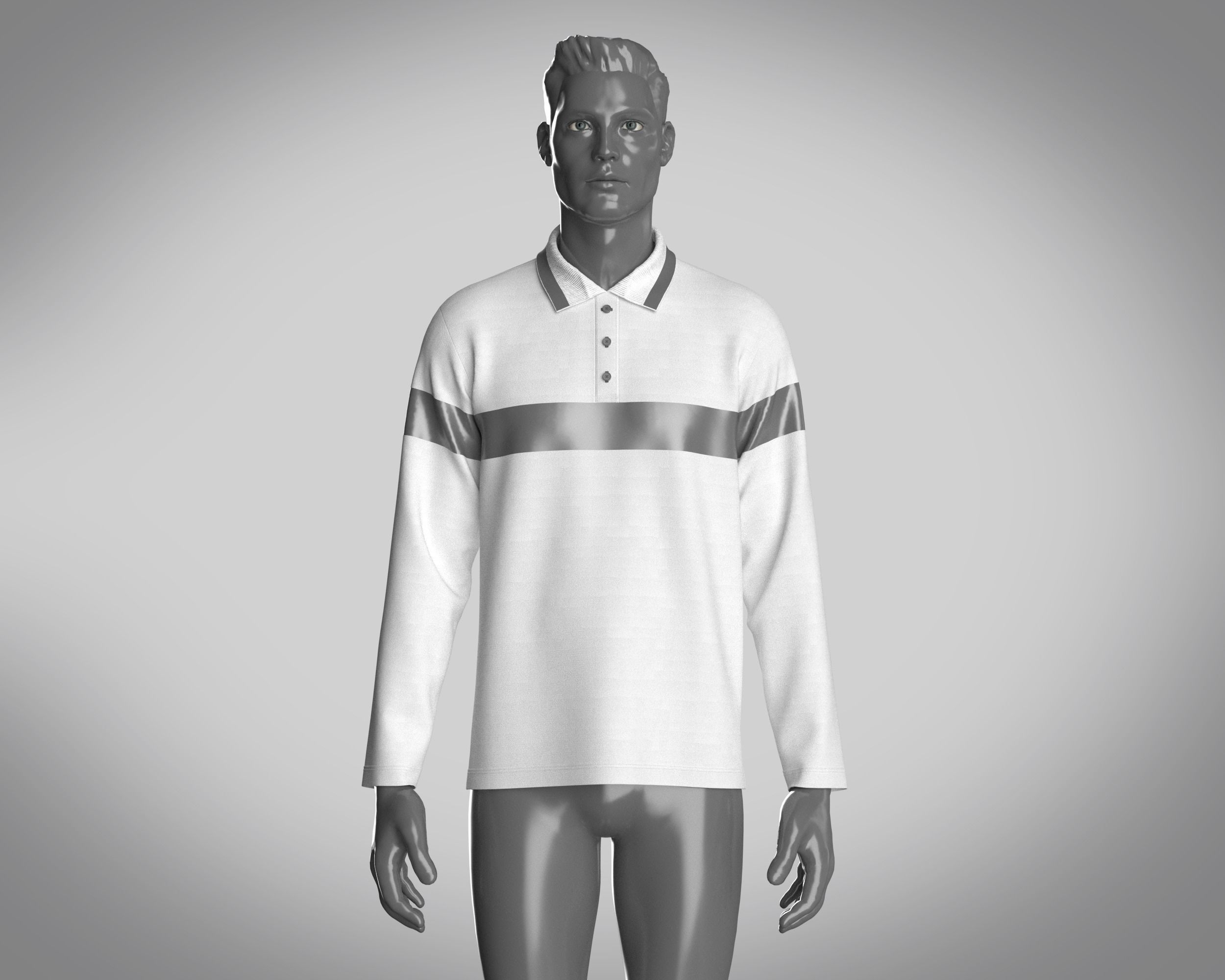 Mens Long Sleeve Polo 3D model | CGTrader