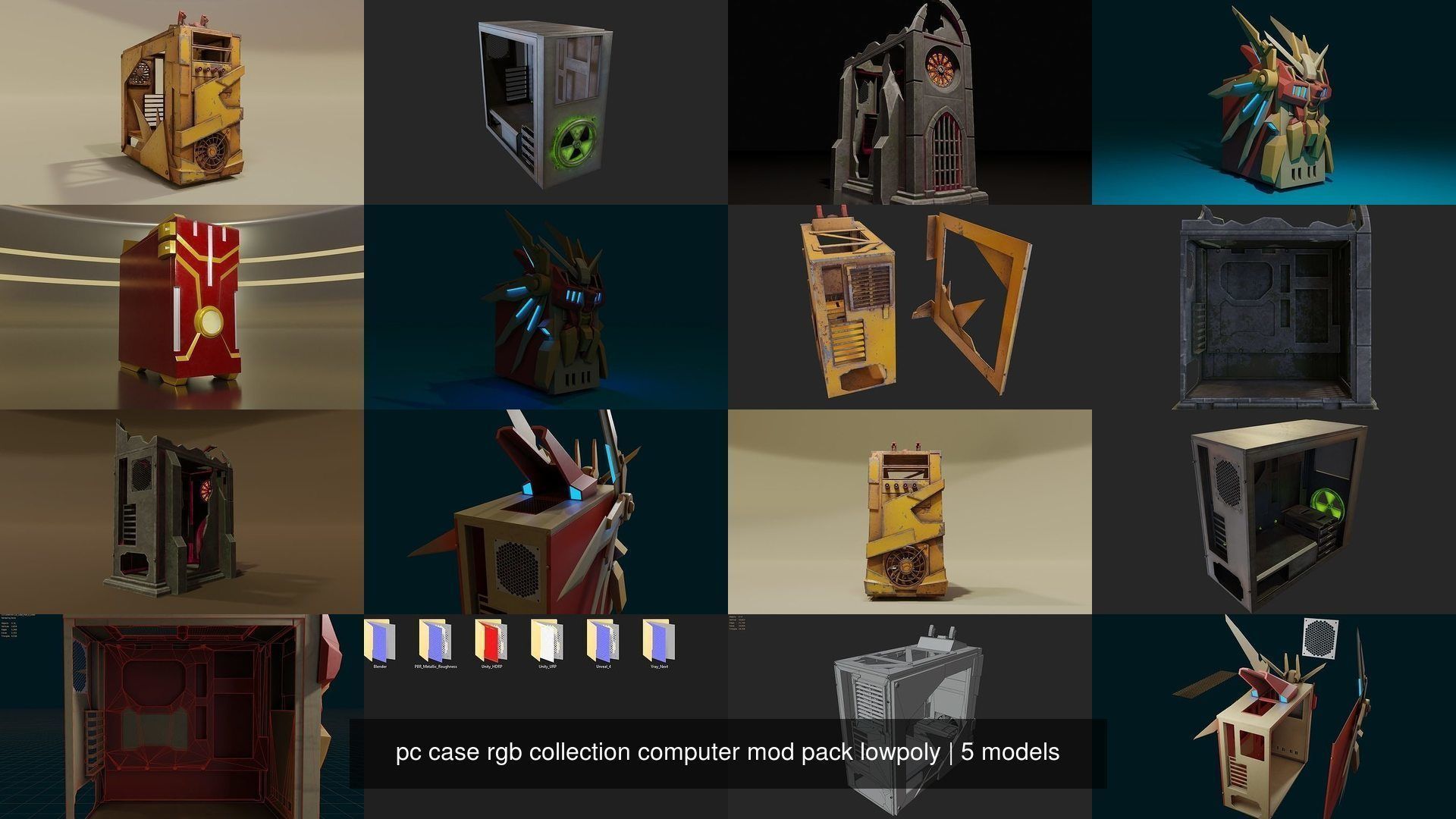 pc case rgb collection computer mod pack lowpoly VR / AR / low-poly ...