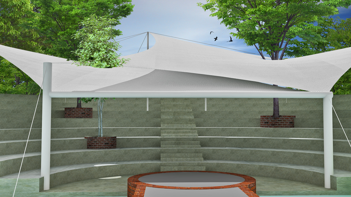 Amphitheatre tent with holes in it free 3D model | CGTrader