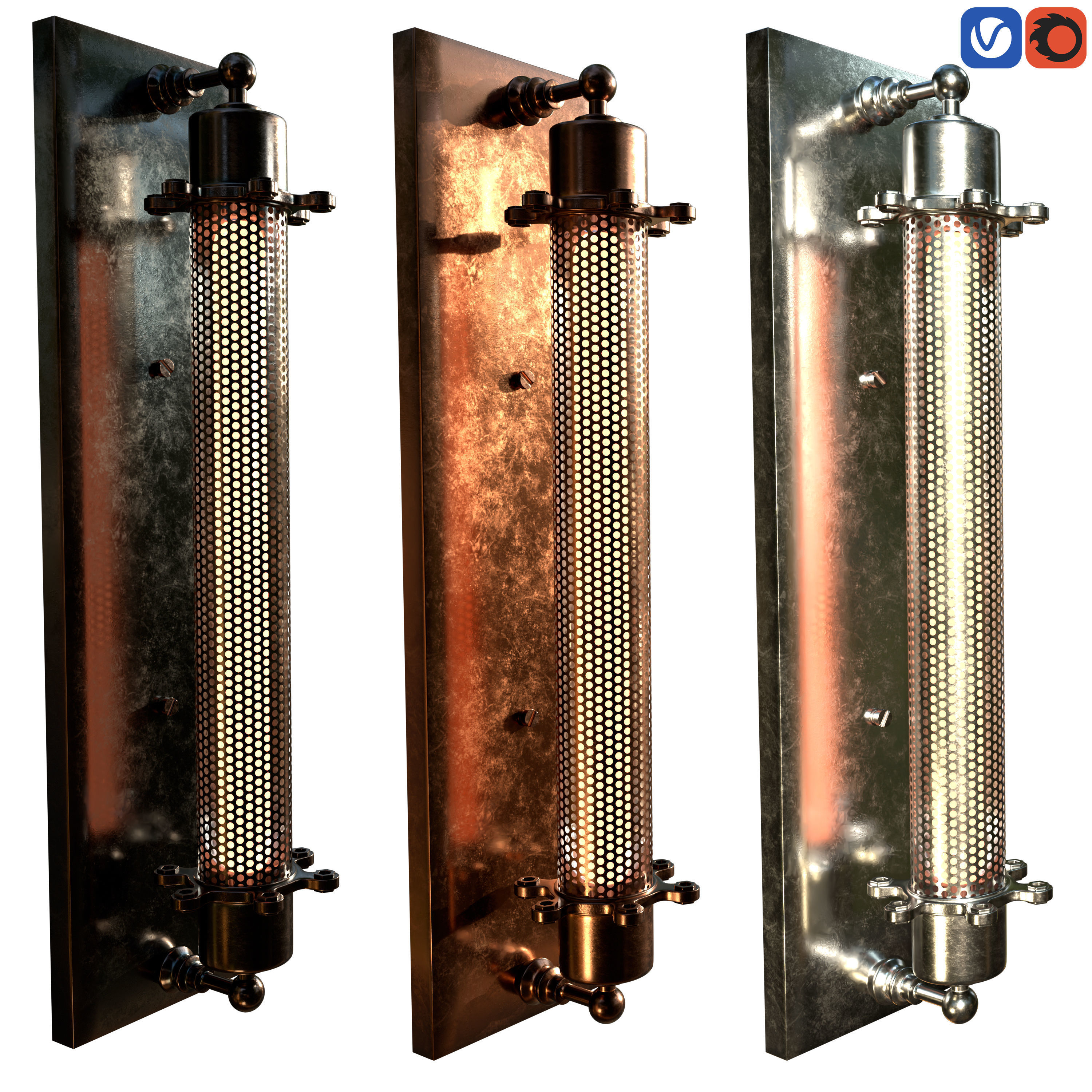 Edison Perforated Metal Grand Sconce Exterior wall mounted 3D model ...