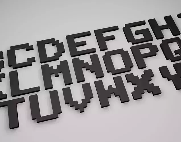 PublicPixel Text Font 3D Printing STL Collection 3D model 3D printable ...